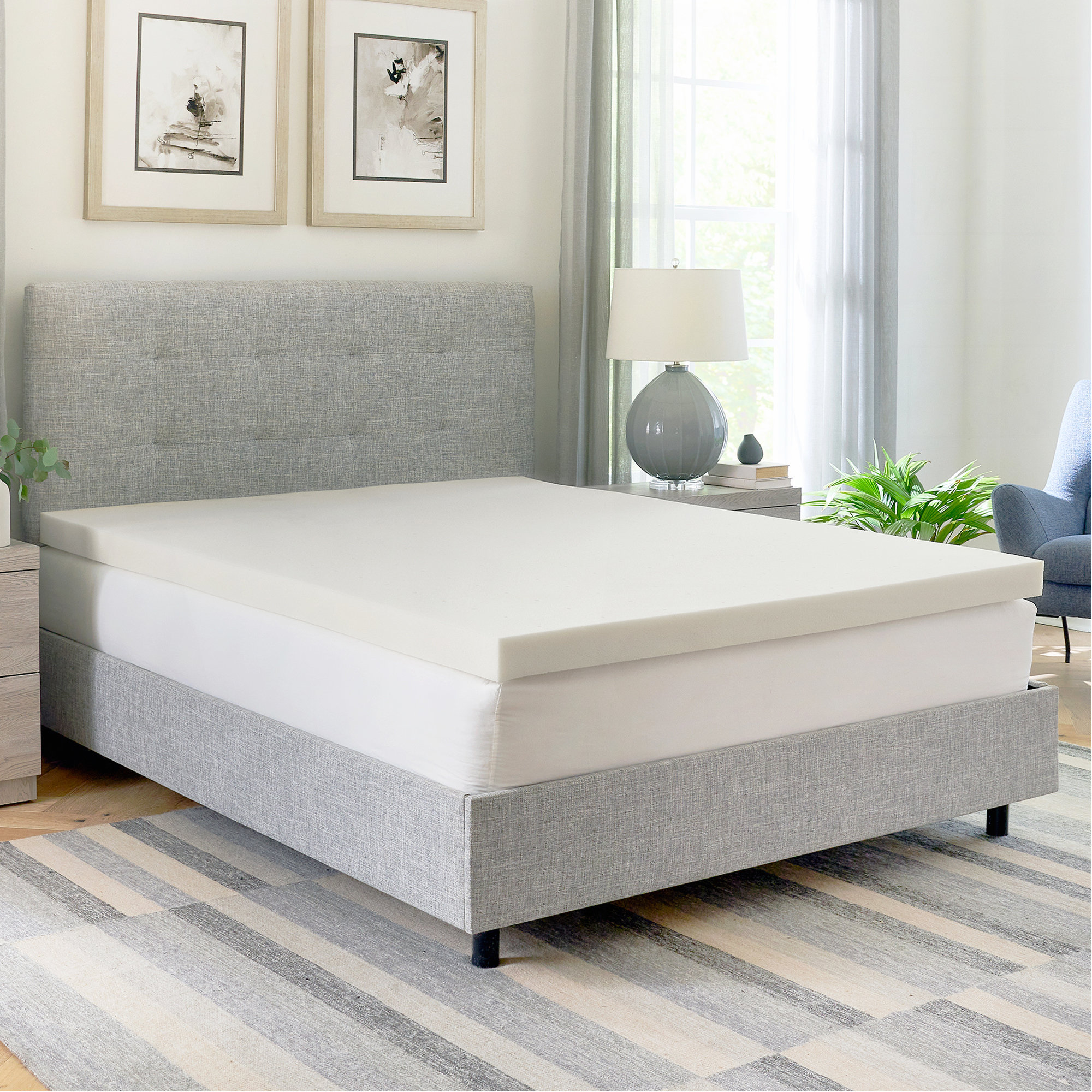 Ebern Designs 3-Inch Foam Responsive Memory Foam Mattress Topper ...