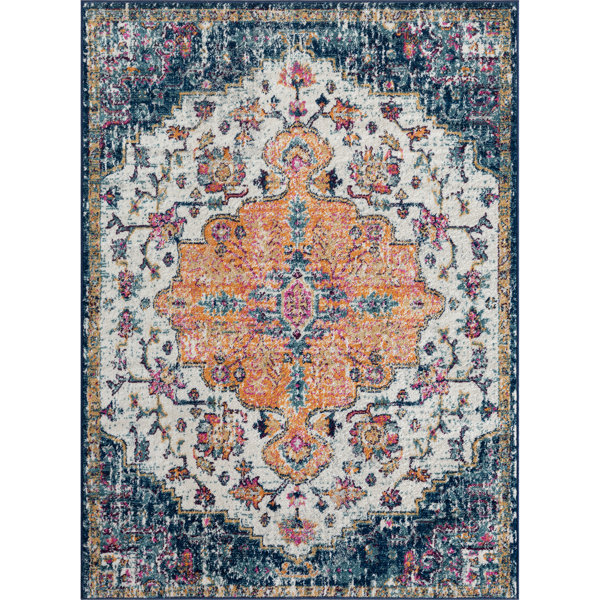 Bungalow Rose Boho Medallion Woven Area Rug | Wayfair