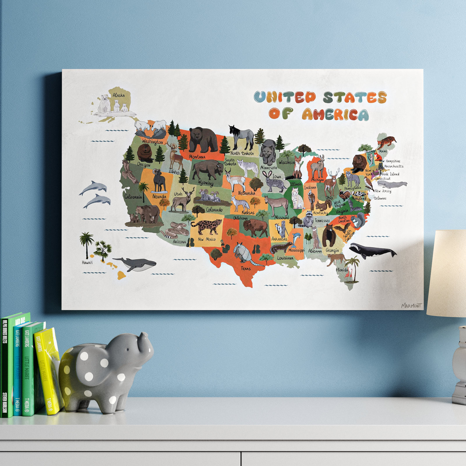 Viv + Rae™ Letcher Americas Animal Map Print on Wrapped Canvas | Wayfair