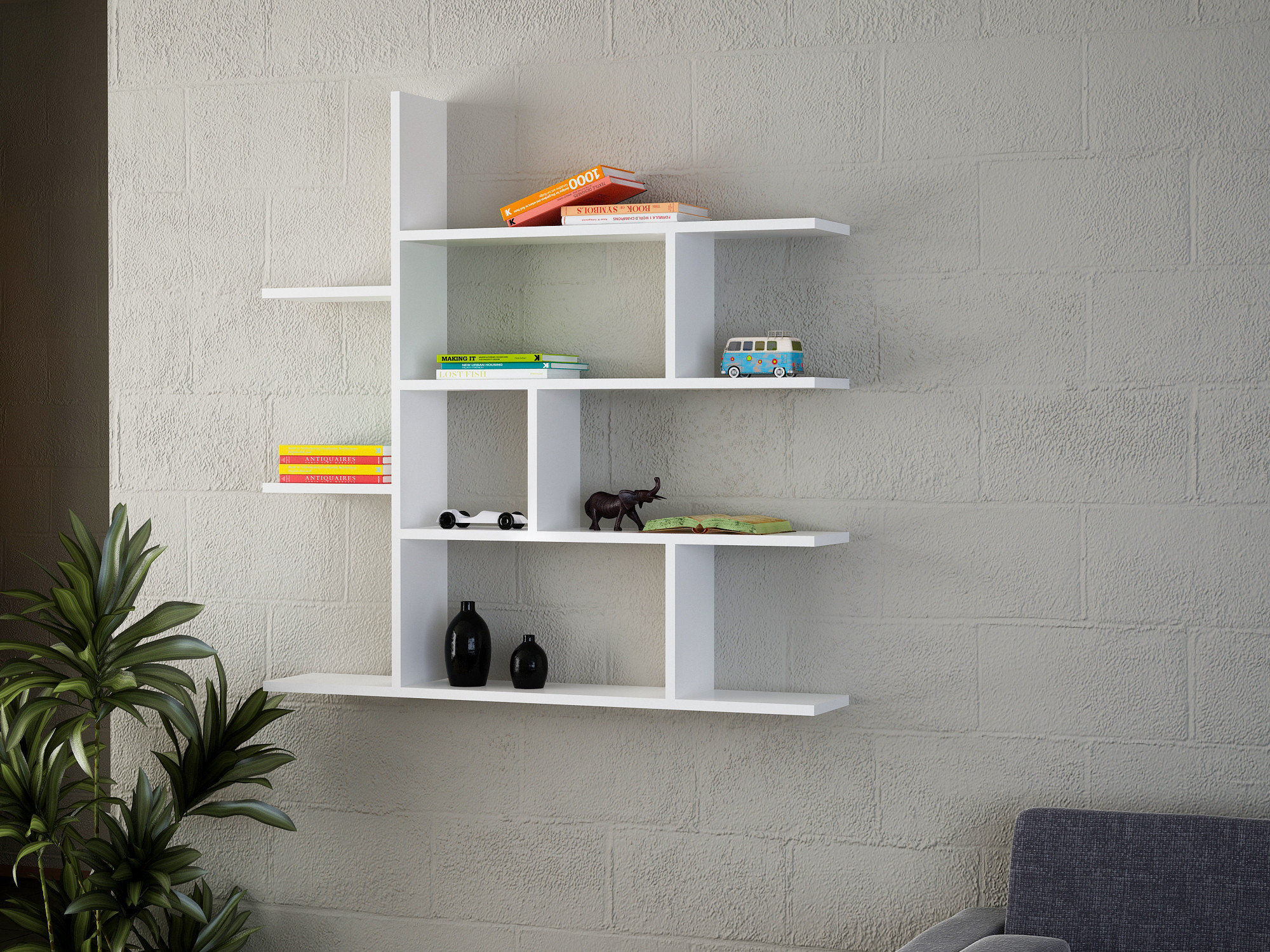 East Urban Home 7 Piece Accent Shelf with Adjustable Shelves | Wayfair