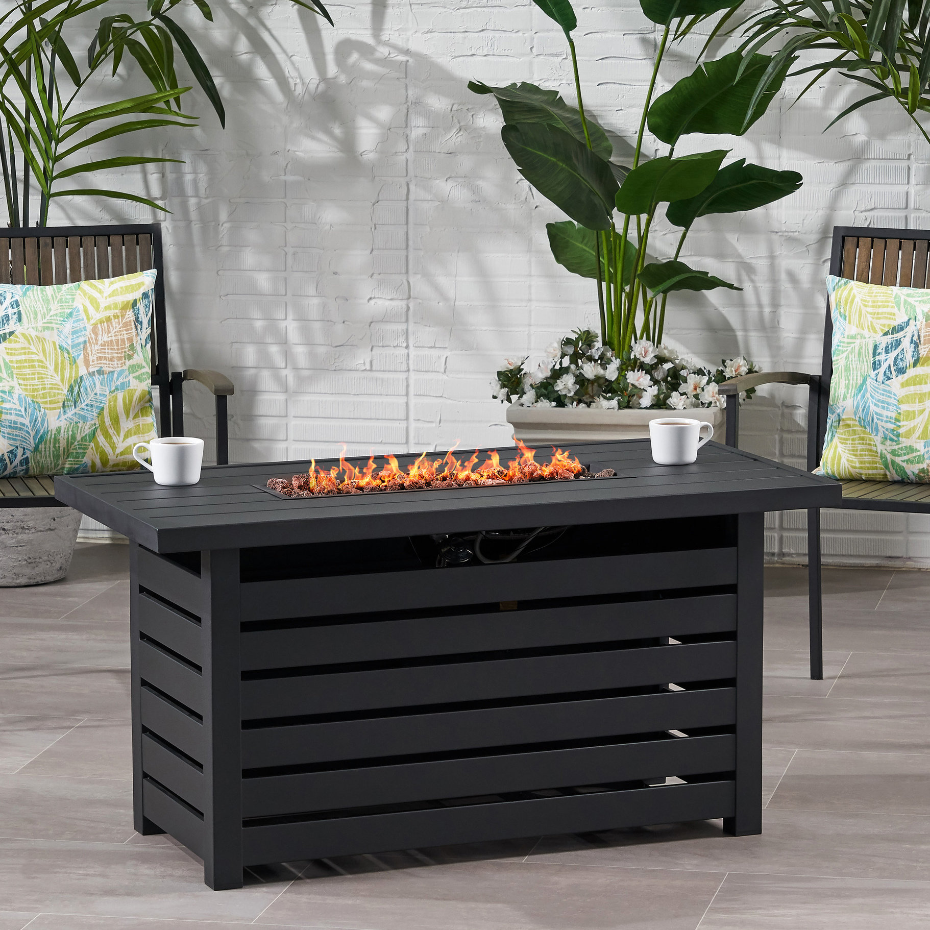 Latitude Run® 30,000btu Rectangular Iron Fire Pit With Secluded Tank ...