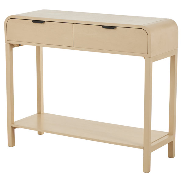 Latitude Run® Wood Handmade 2 Drawer Living Room Beige Console Table ...