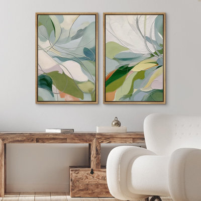 wall26 Abstract Sage Green Botanical Flower Art Mid Century Modern Boho ...