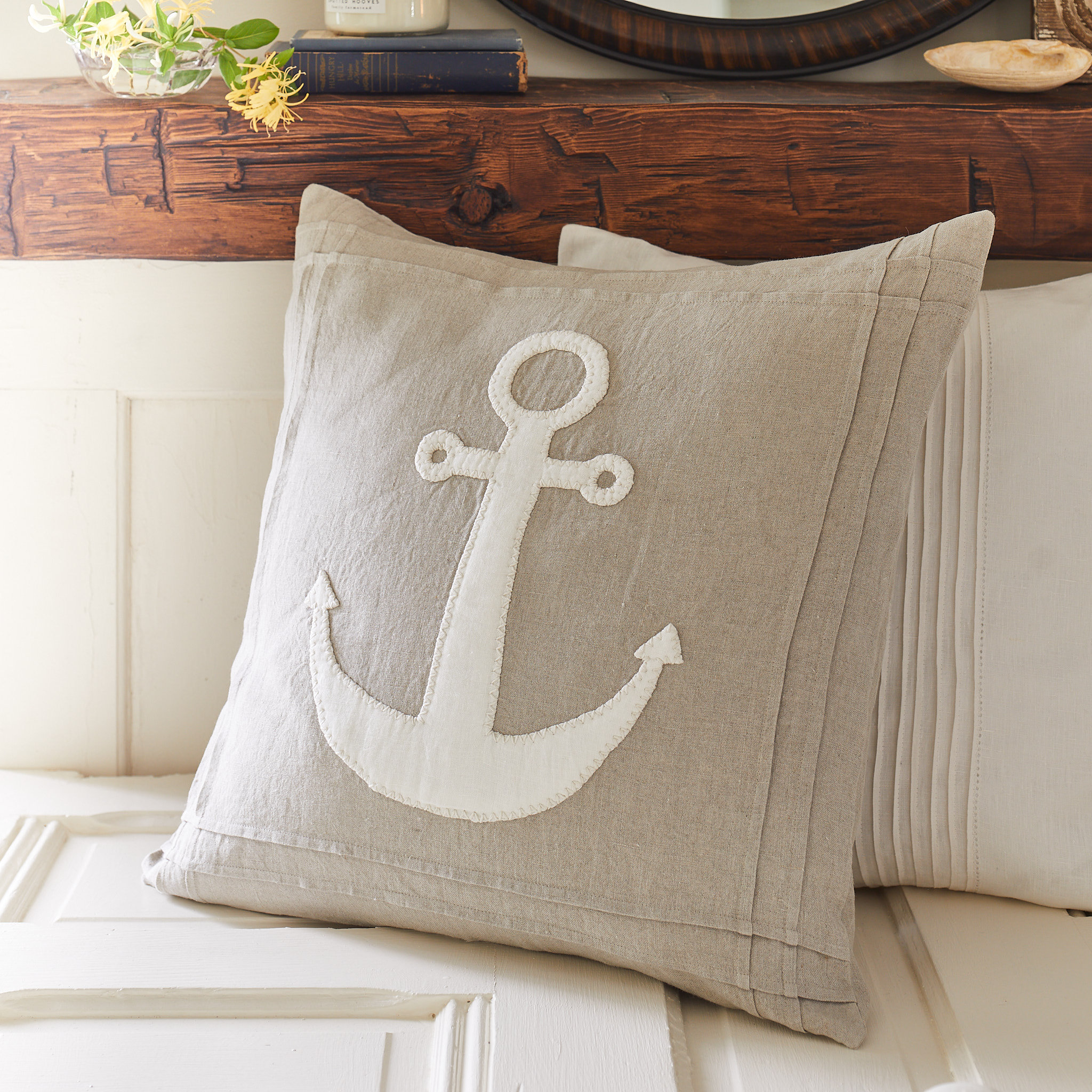 Taylor Linens Anchor Feather Linen Throw Pillow | Wayfair