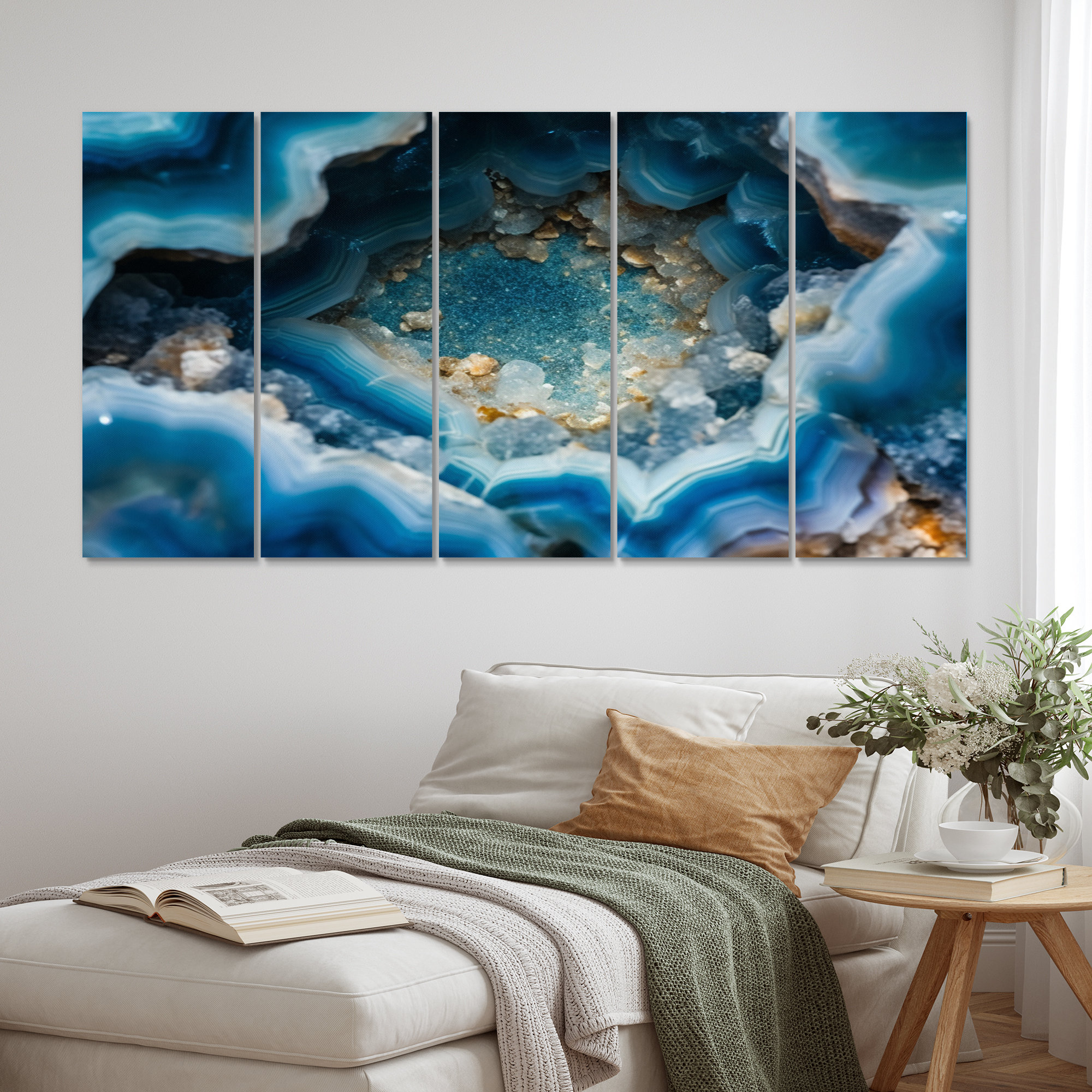 Dakota Fields Geode Gems I - Stone Geode Wall Decor - 5 Equal Panels ...