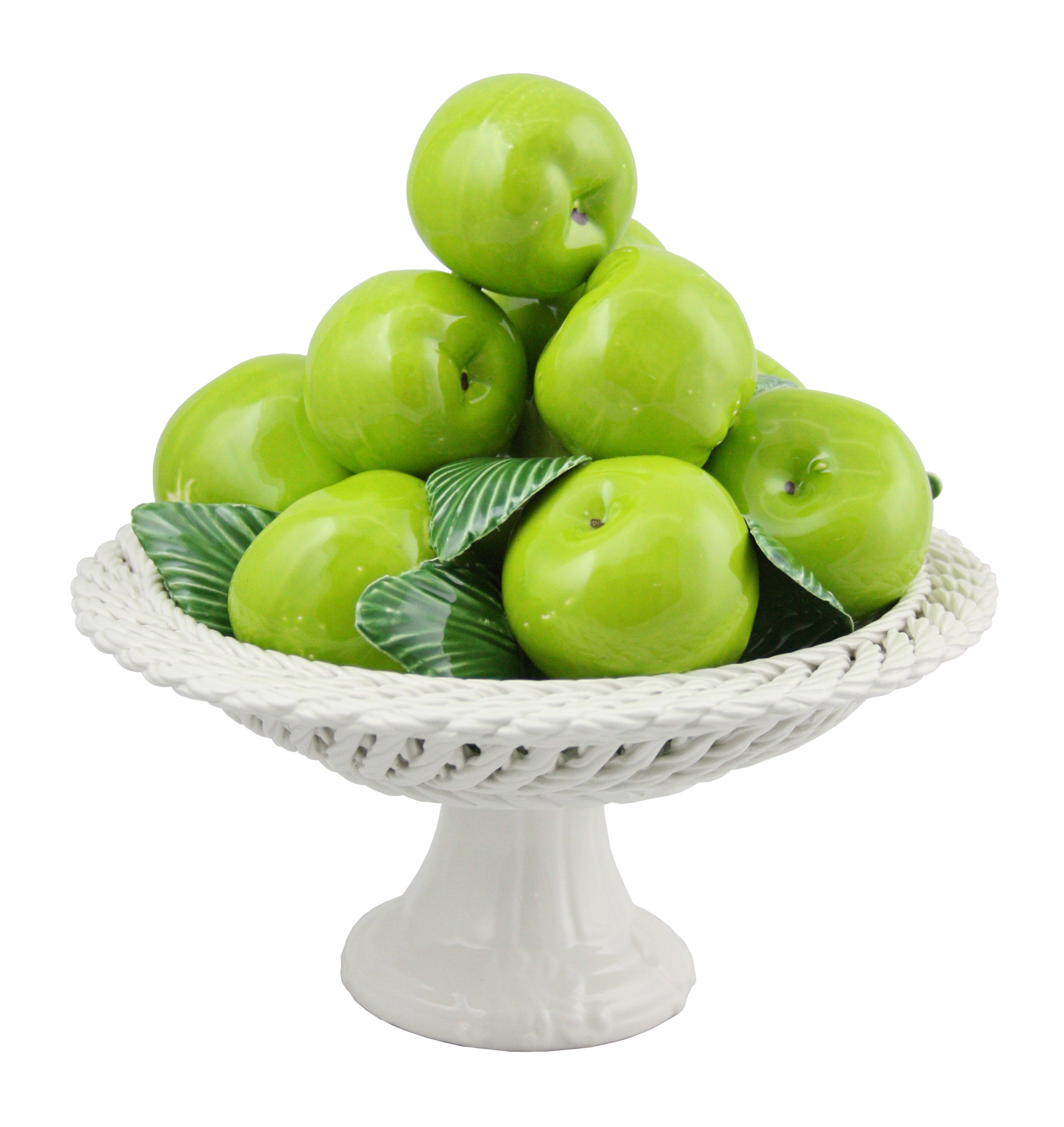 Fleur De Lis Living Ceramic Green Apples Centerpiece Capodimonte ...