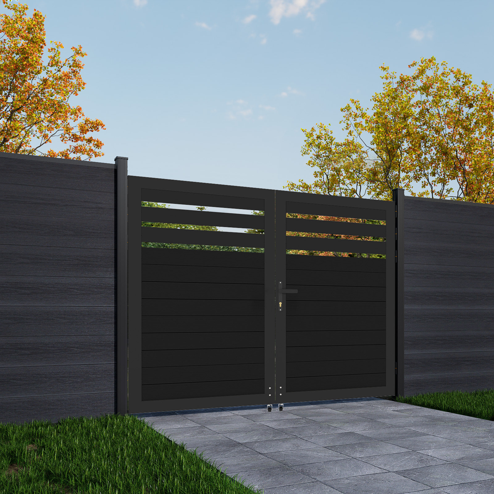 mondaria Semi-Privacy Aluminum Privacy Gate, Double Garden Gate | Wayfair