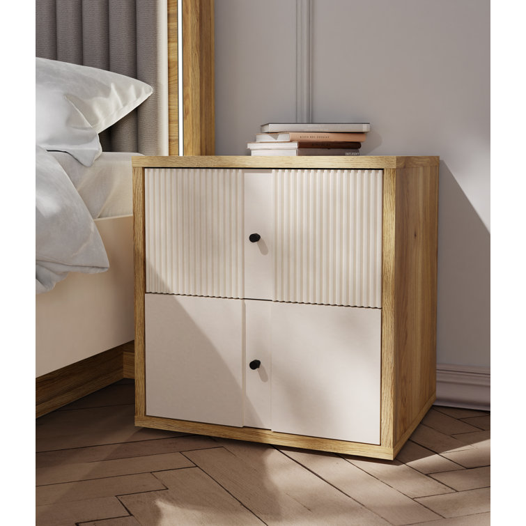 17 Stories 2 Drawer Bedside Table, 55 cm W x 57 cm H x 42 cm D ...