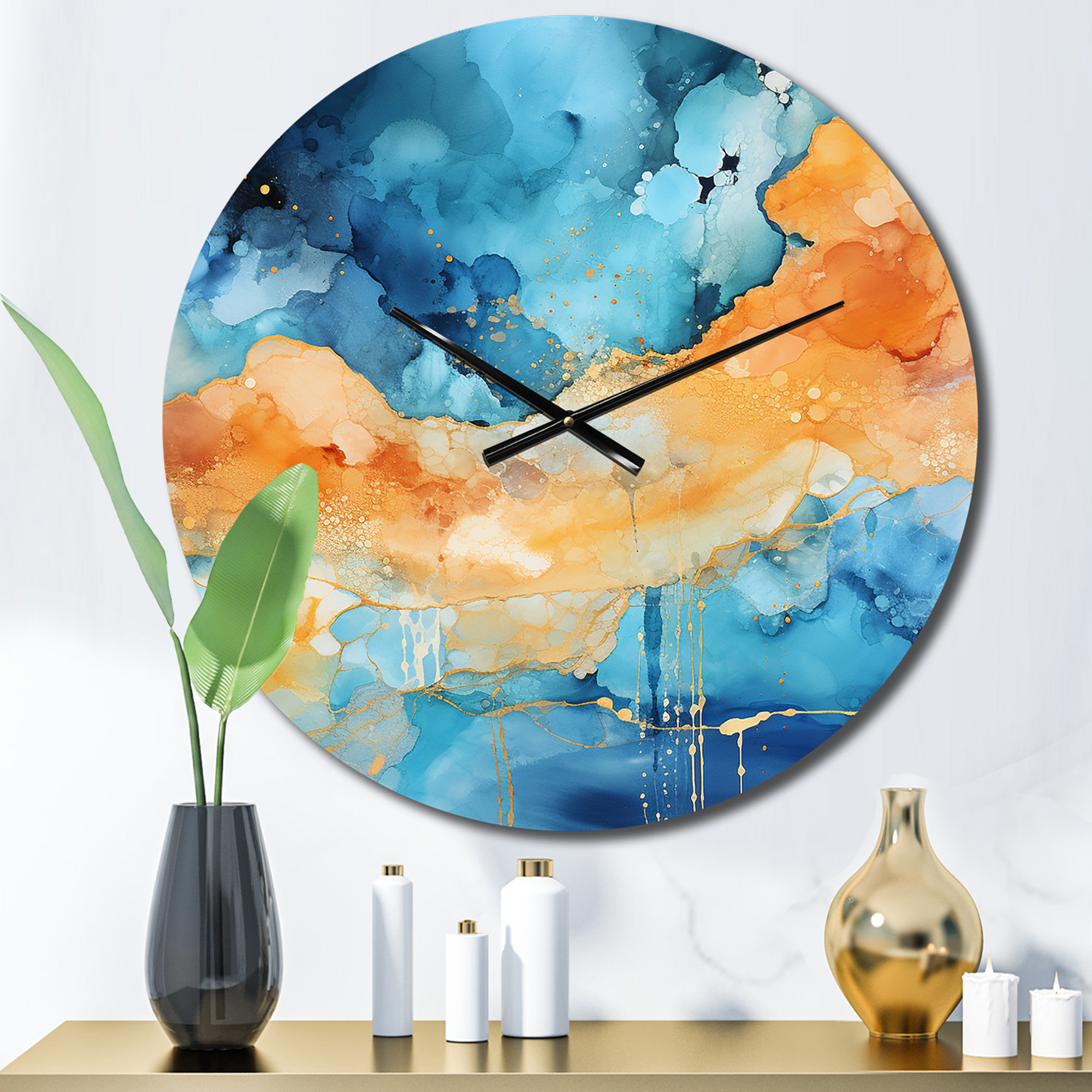East Urban Home Love Spirit Turquoise and Orange Marble Art - Abstract ...
