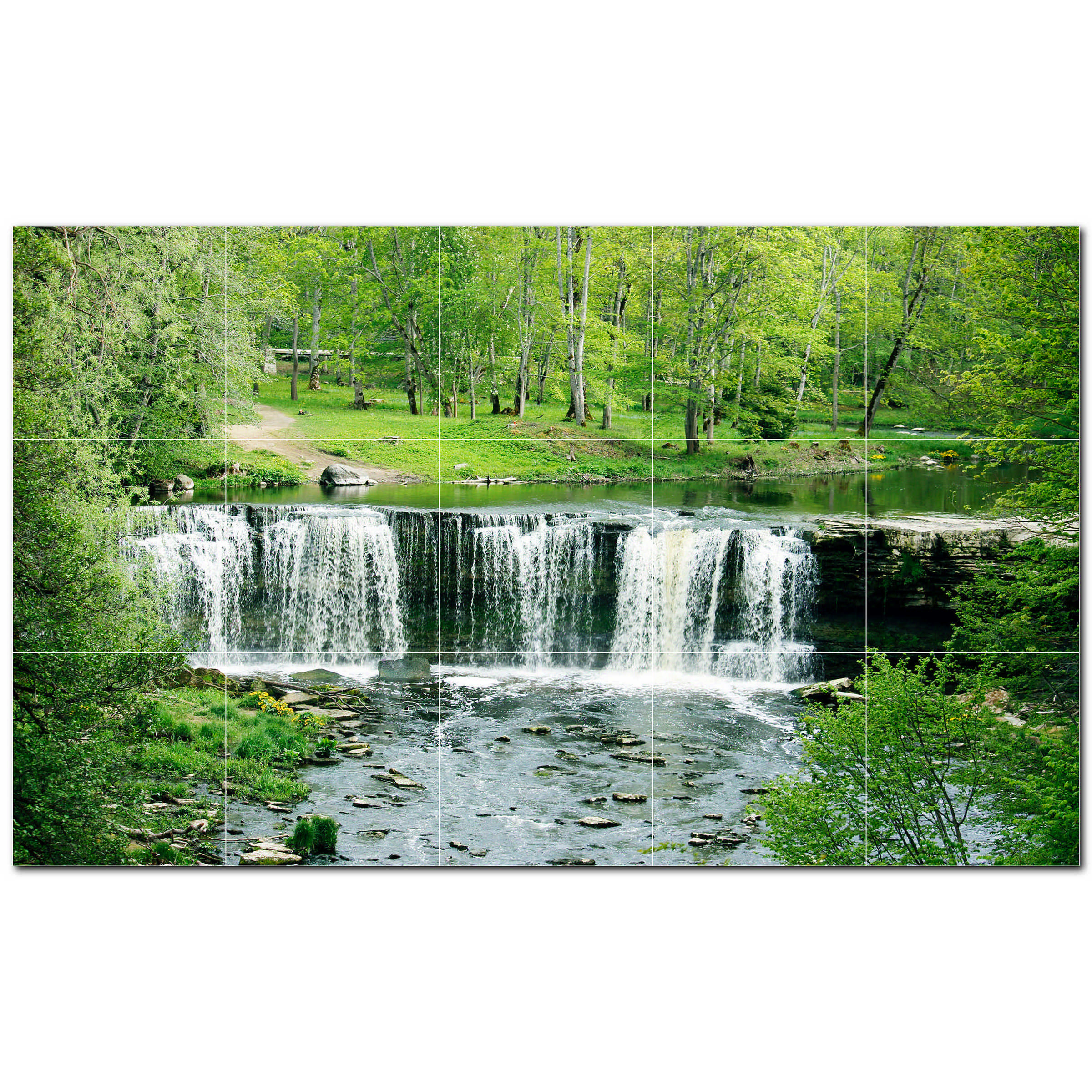 Picture-Tiles.com 40" x 24" Ceramic Waterfalls Photo Decorative Mural ...