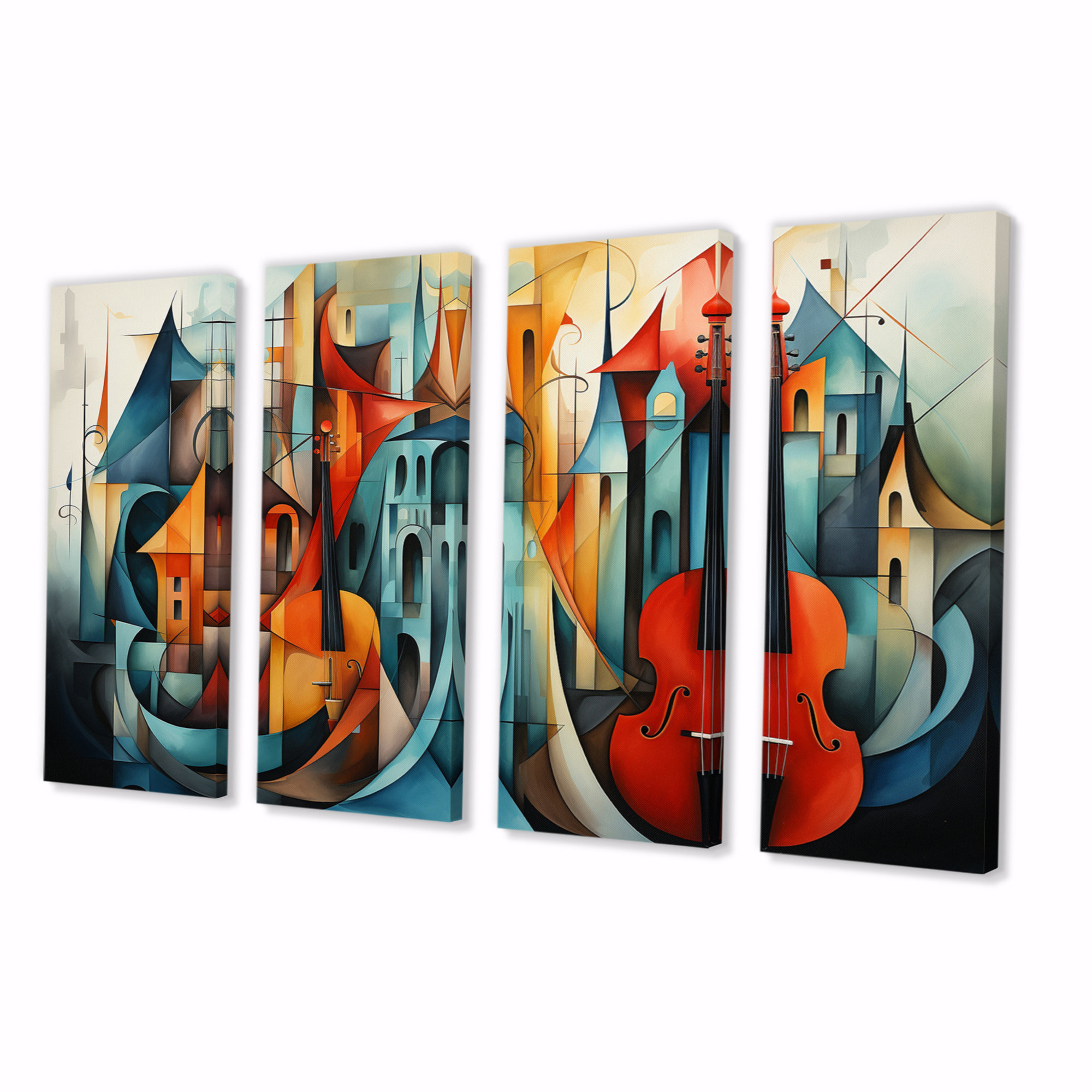 Design Art Cubism Music Forms III - Cubism Wall Art Living Room - 4 ...