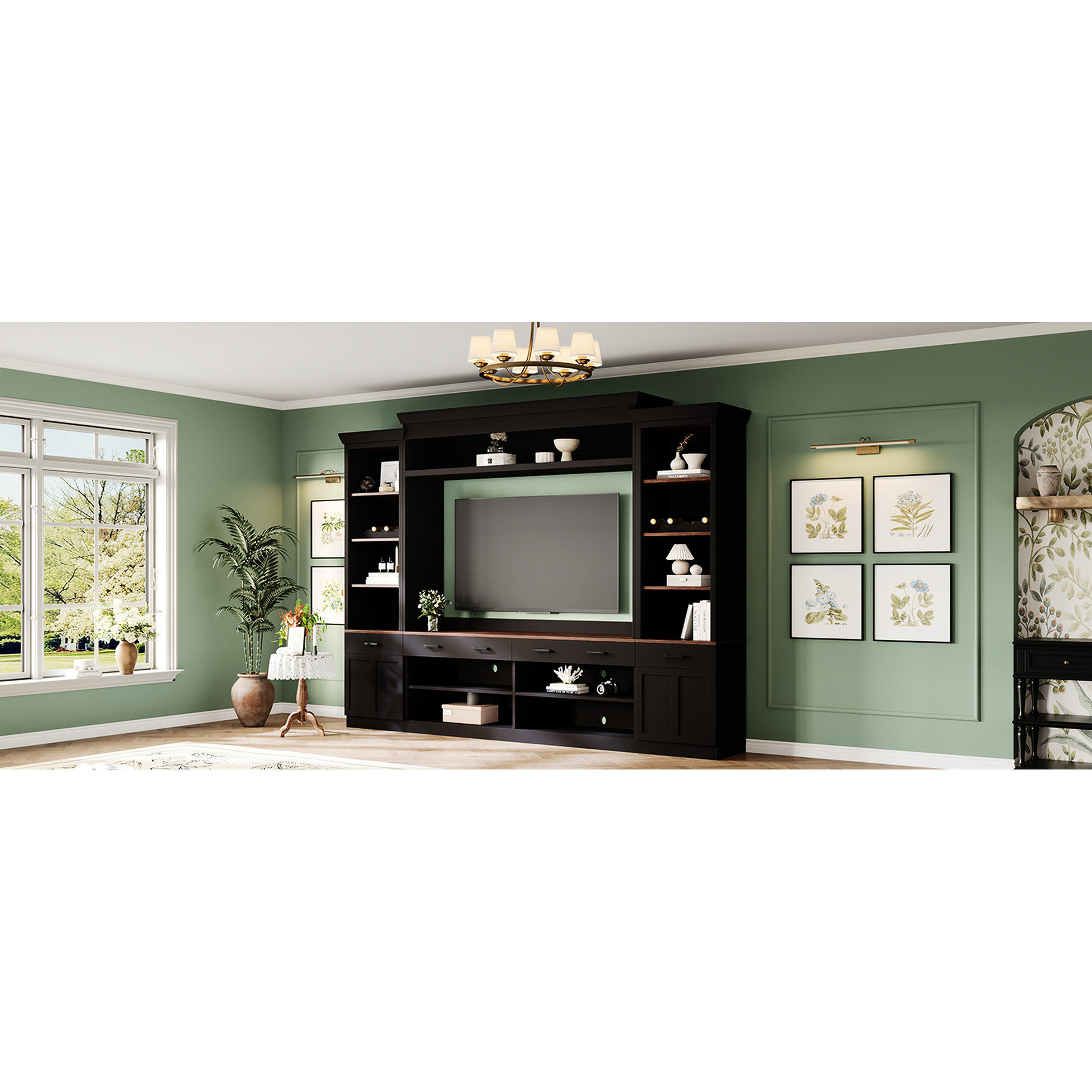 LavishLodge Entertainment Unit With 70" Tv Compatibility, Walnut ...