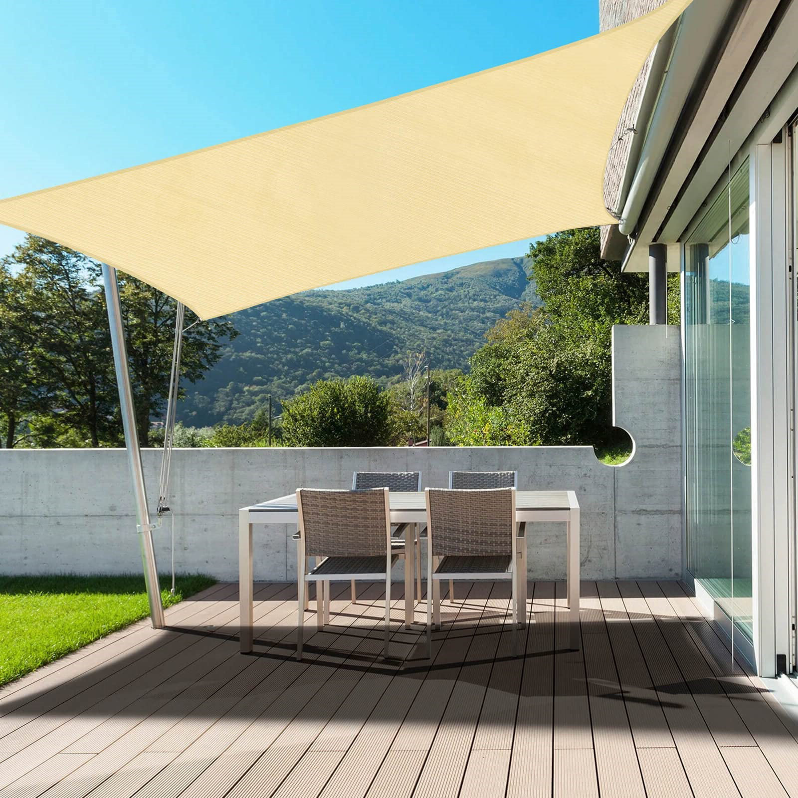 ARMIJU 10ft Rectangle Sun Shade Sail Outdoor UV Protection for Patio ...