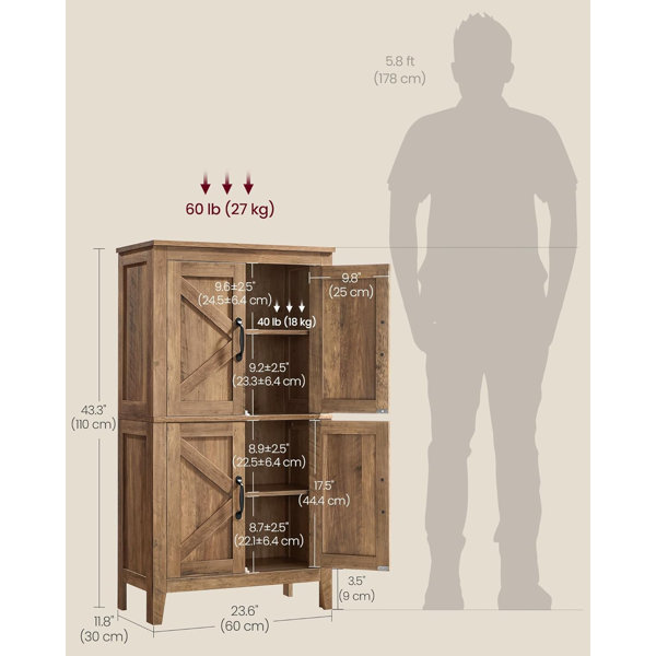 August Grove Bathroom Floor Cabinet With Barn Doors, Freestanding ...