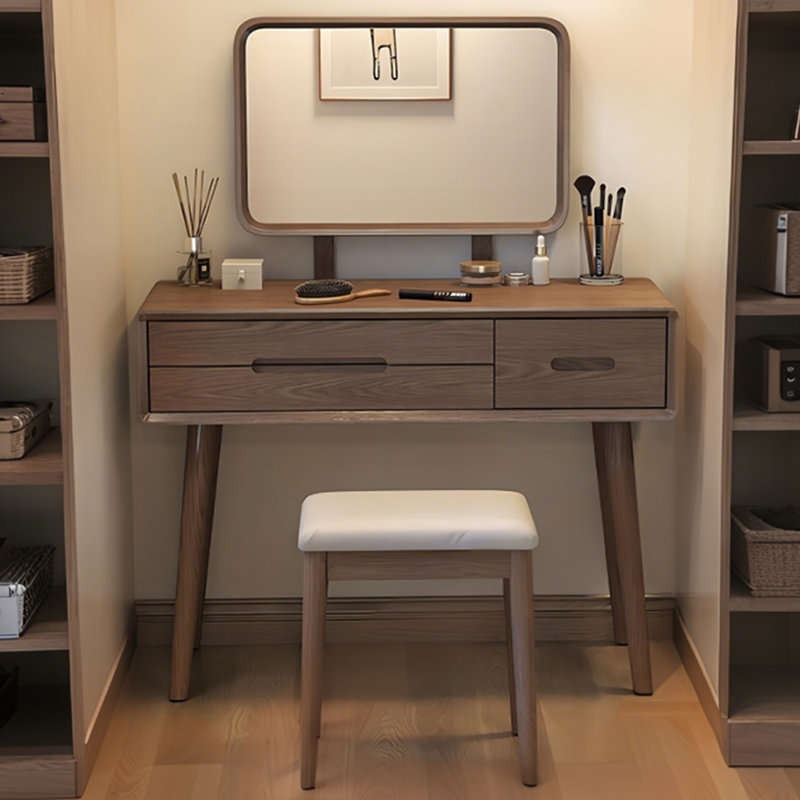 Corrigan Studio® Contemporary Minimalist Walnut Solid Wood Dressing ...