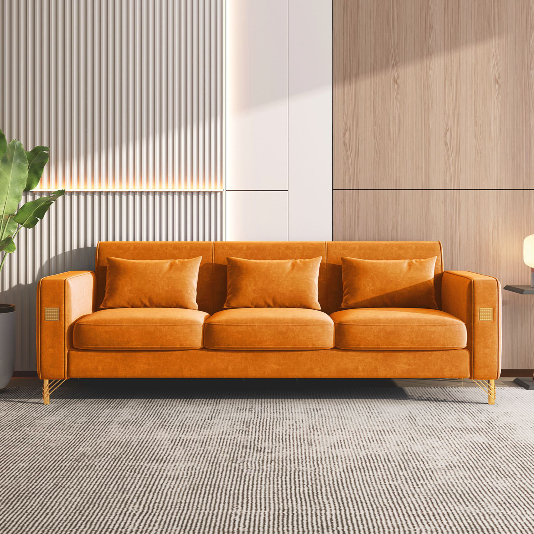 Ivy Bronx Madea 85.83'' Velvet Square Arms Sofa | Wayfair