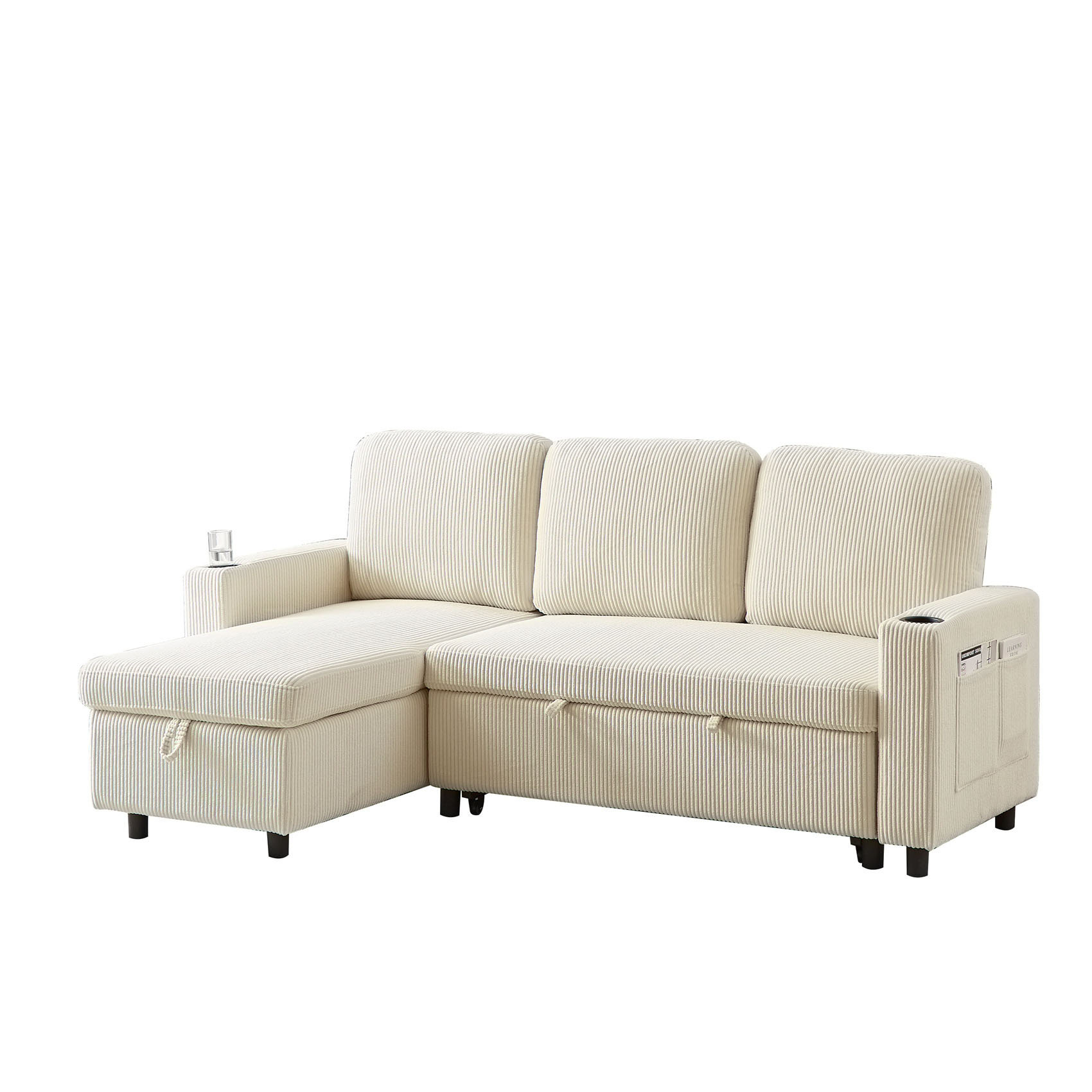 Hokku Designs L-Shaped Combo Sofa Bed Reversible Sofa Bed with Pullout ...