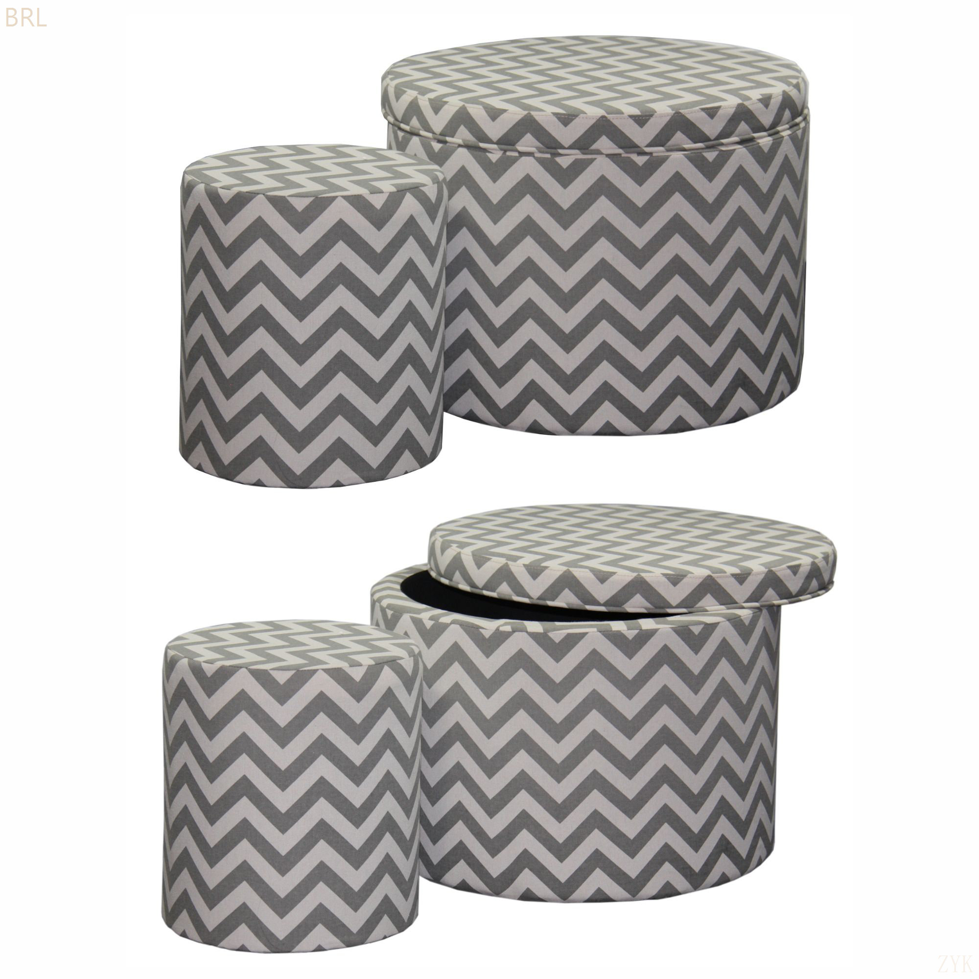 Ebern Designs 17.35" Tall Storage Ottoman With 1 Seating, Chevron | Wayfair