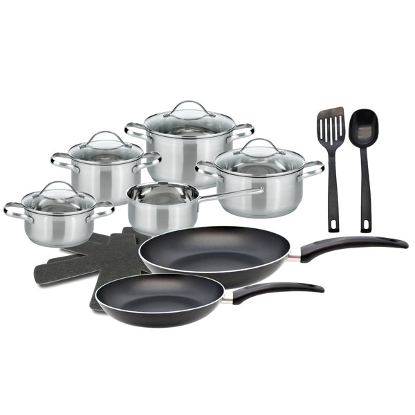 ELO Basic Horizon 15 - Piece Non-Stick Stainless Steel Cookware Set ...