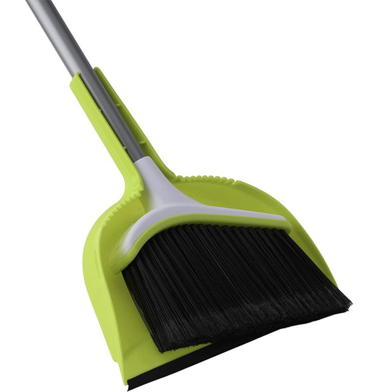 Minoky Broom & Dustpan Set, 44-Inch Angled Broom with Snap-On Dustpan ...