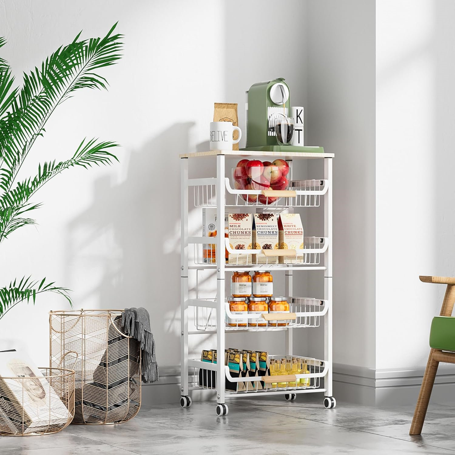 EXEBIL 5-Layer Fruit Basket Kitchen Food Storage Organizer and Storage ...