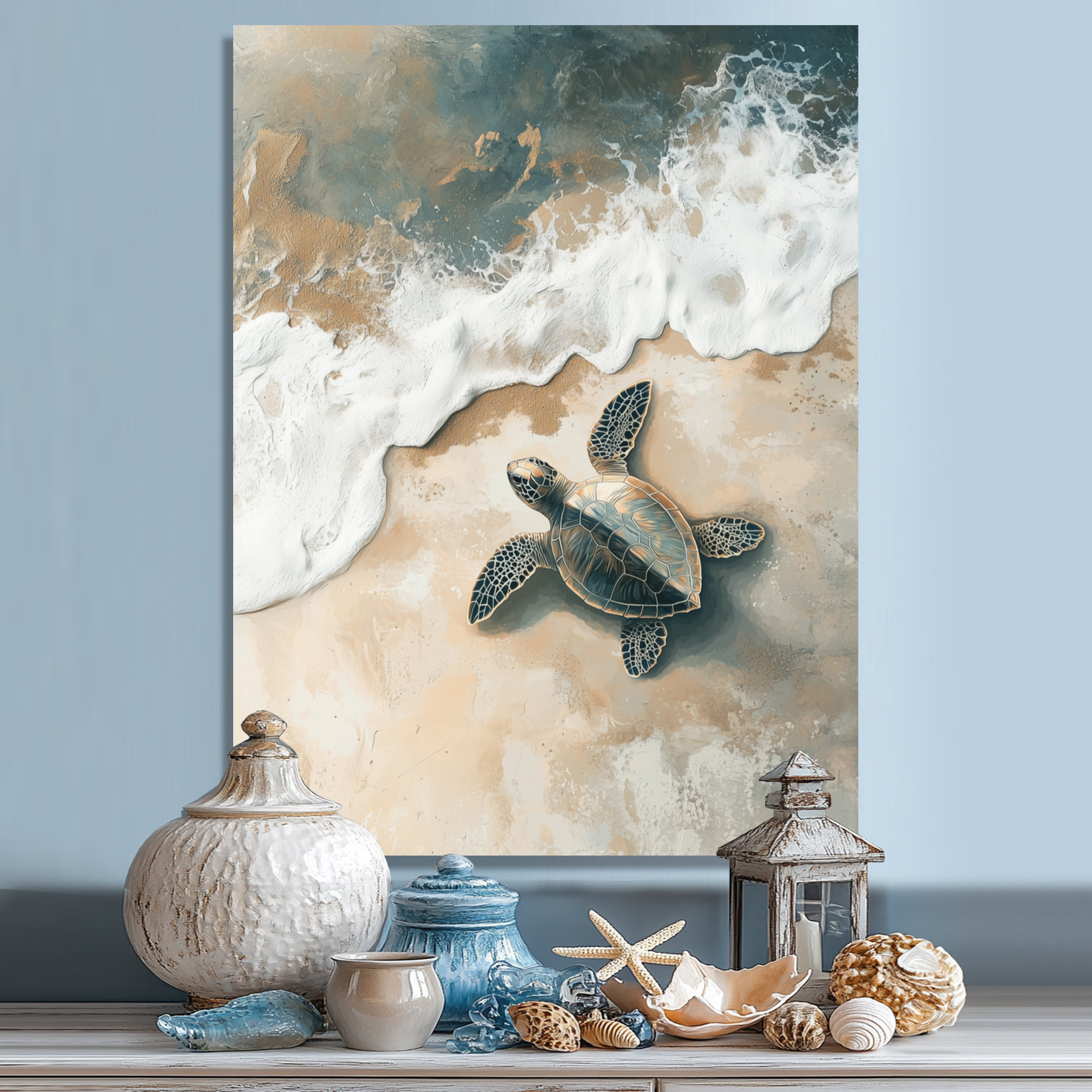 Ivy Bronx Baby Turtle Trails On The Beach IV - Modern Metal Art Print ...