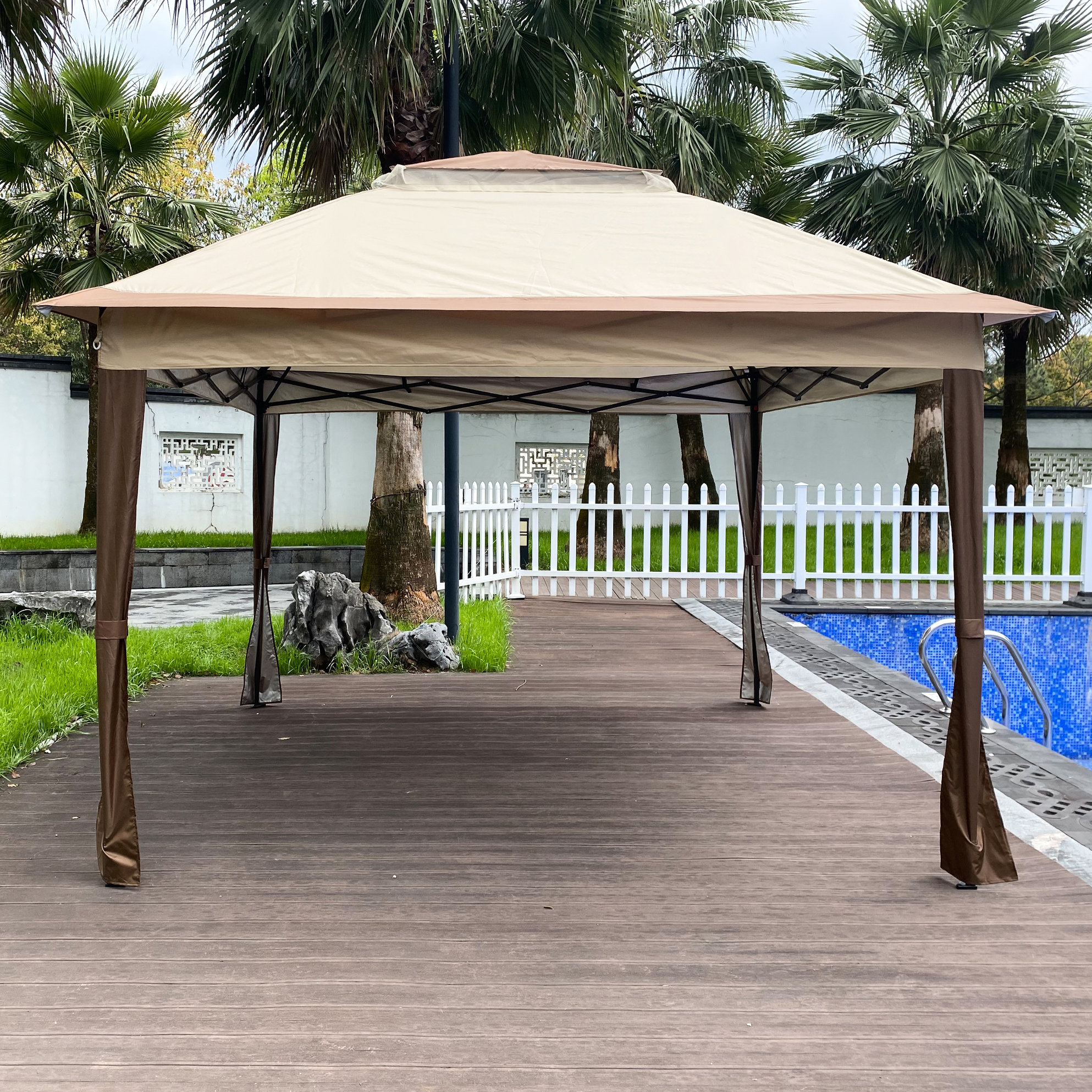 Latitude Run® 11x11ft Outdoor Gazebo, Powder Coated Frame - Double ...