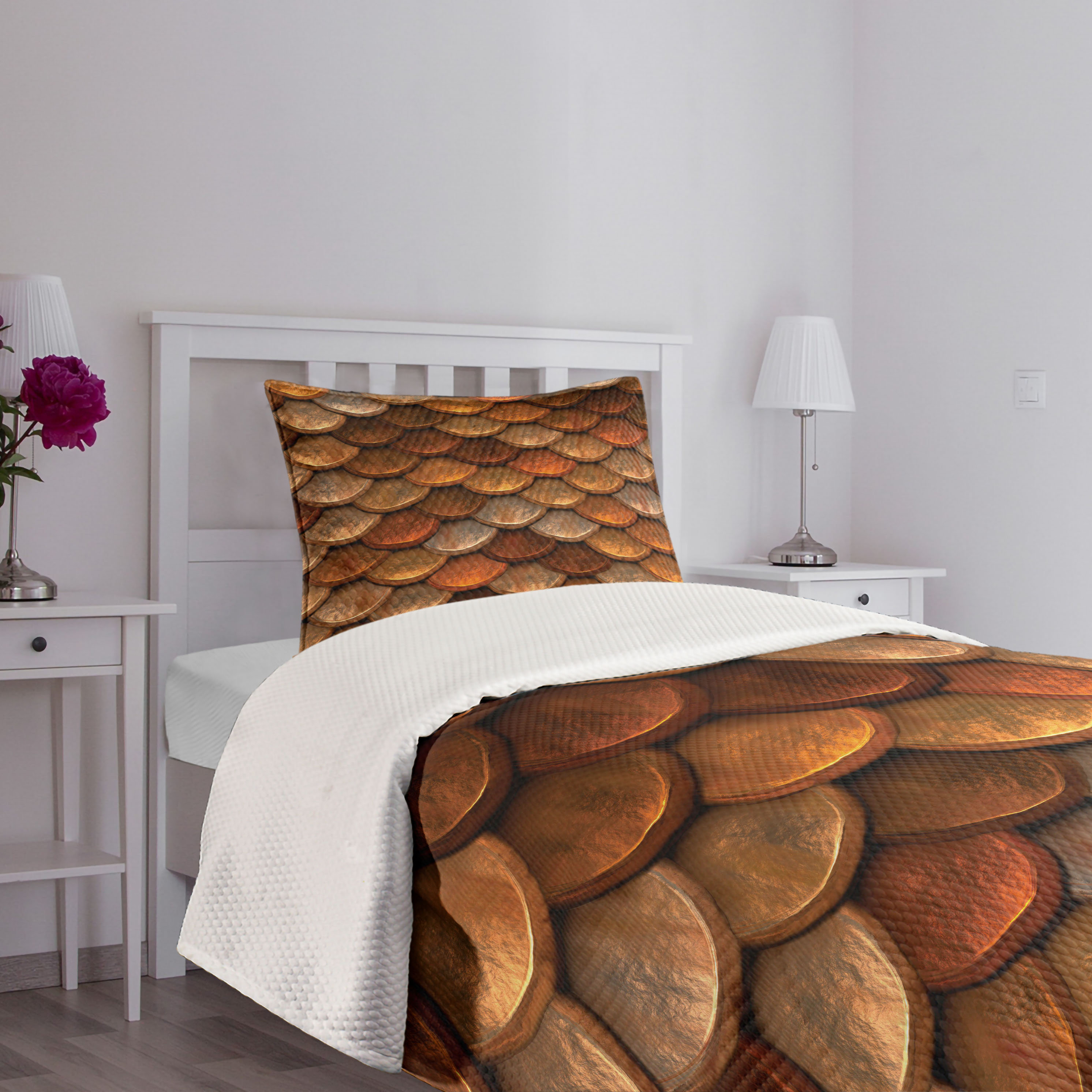 Ambesonne Vintage Bedspread Set Medieval Scale Pattern Multicolor | Wayfair