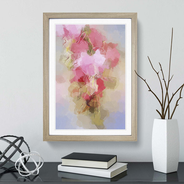 East Urban Home Pink Bleeding Heart Flowers in Abstract - Picture Frame ...