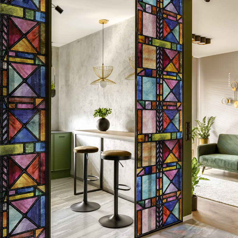 Union Rustic Retro Geometry Static Cling Window Decal | Wayfair