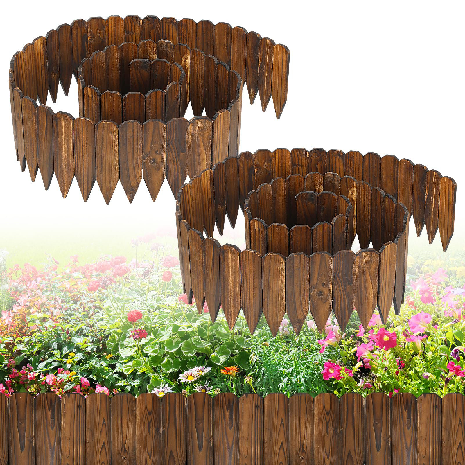 Fashion Finesse 13.1Ft X 12In Garden Fence - Sturdy Pine Wood Landscape ...