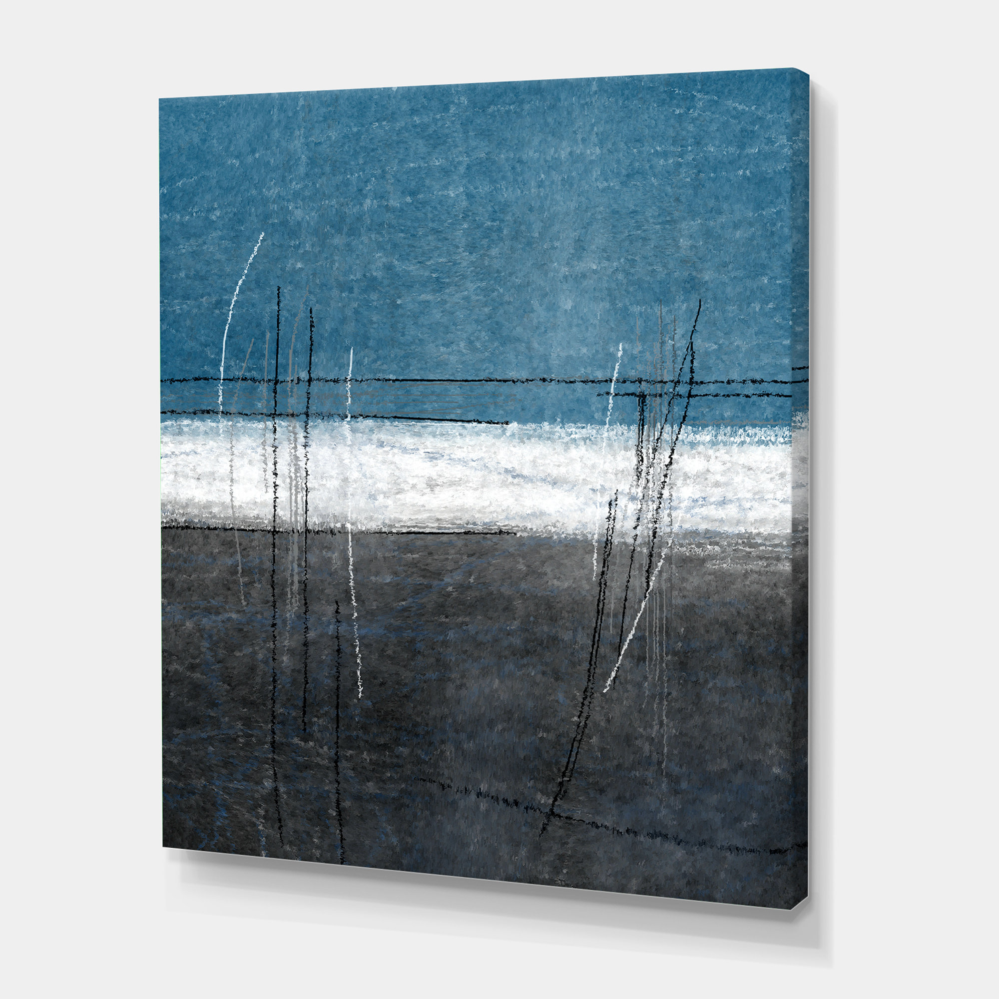 East Urban Home Teal Meets Gray Abstract Art - Painting on Canvas | Wayfair