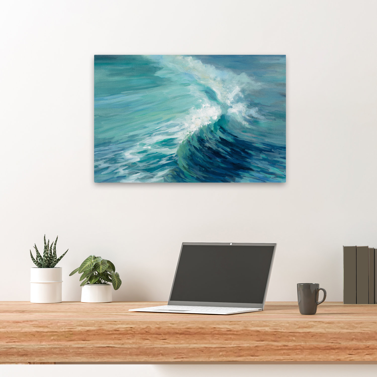 Dovecove Aquamarine Wave Contemporary Black Blue Gray Aquamarine Green ...
