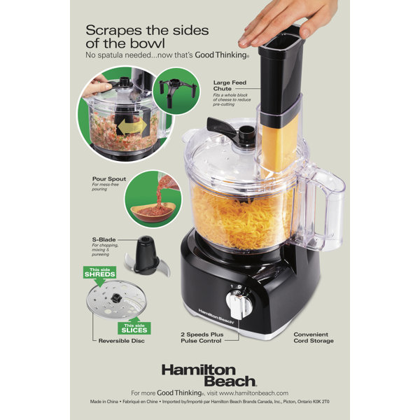 Hamilton Beach® Bowl Scraper Food Processor 8 Cup Capacity Black ...