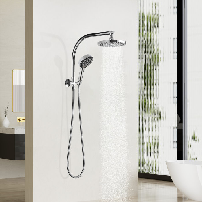 JS 8" Rainfall Round Wall Mount Shower System Shower Faucet with ...
