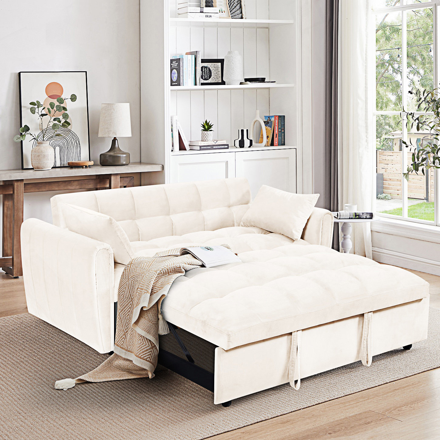 Latitude Run® 3-In-1 Foldable Large Size Sofa Bed, Modern Double Sofa ...