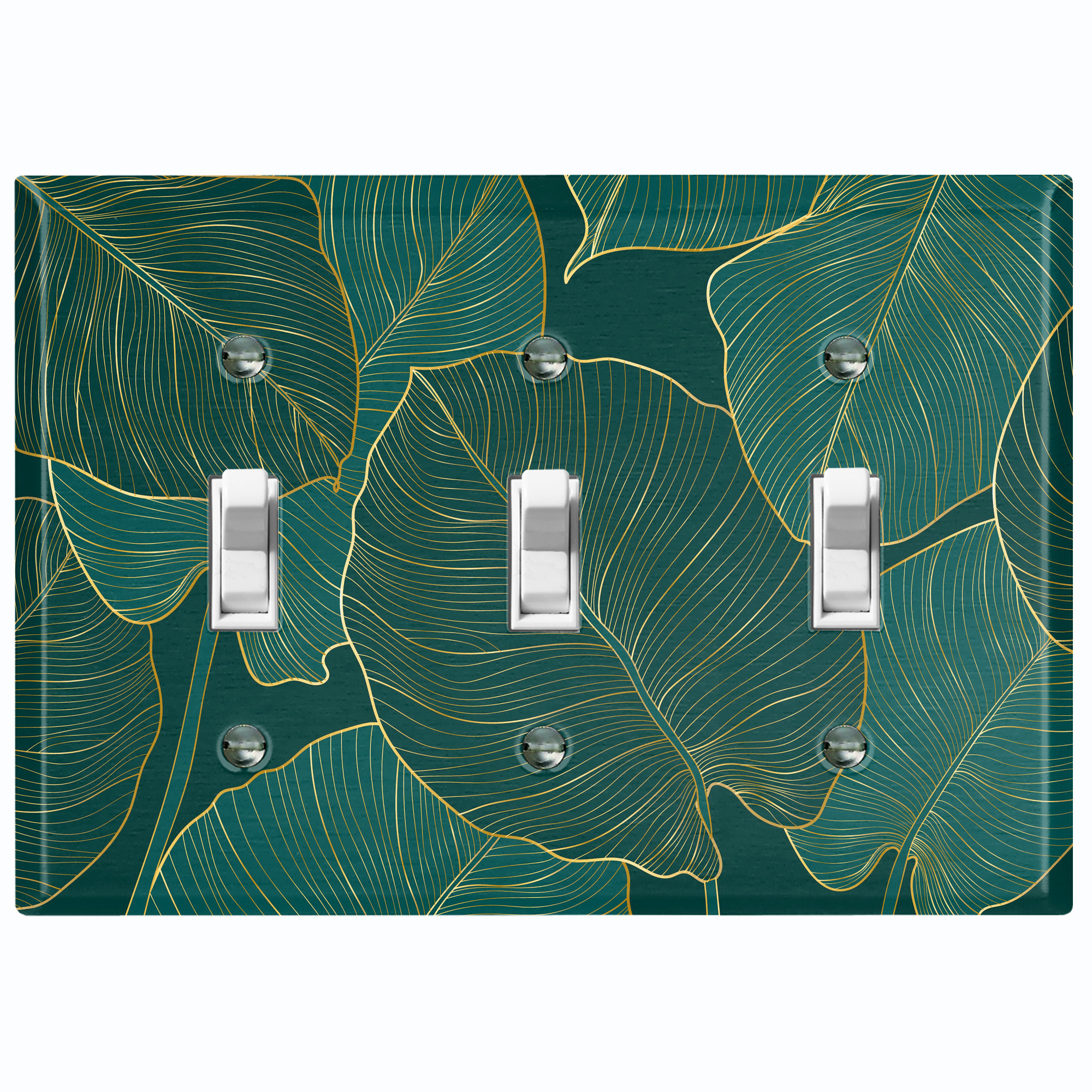 WorldAcc Monstera Plant Leaves 3-Gang Toggle Light Switch Wall Plate ...