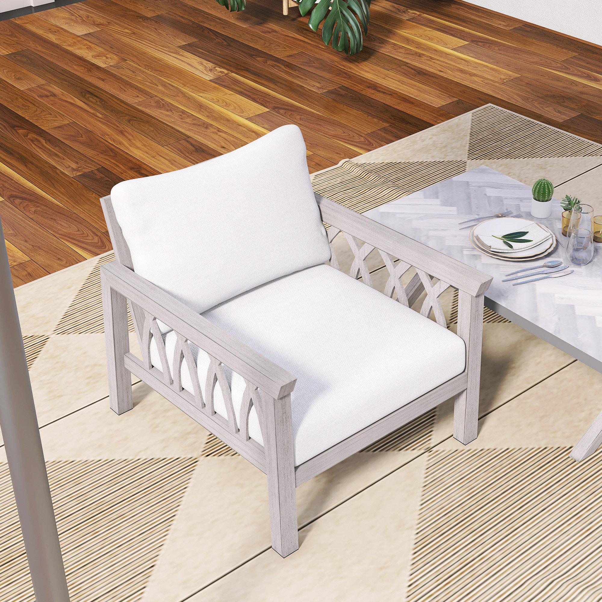 Gracie Oaks Modern Outdoor Aluminum Single Lounge Chair Sofa With ...