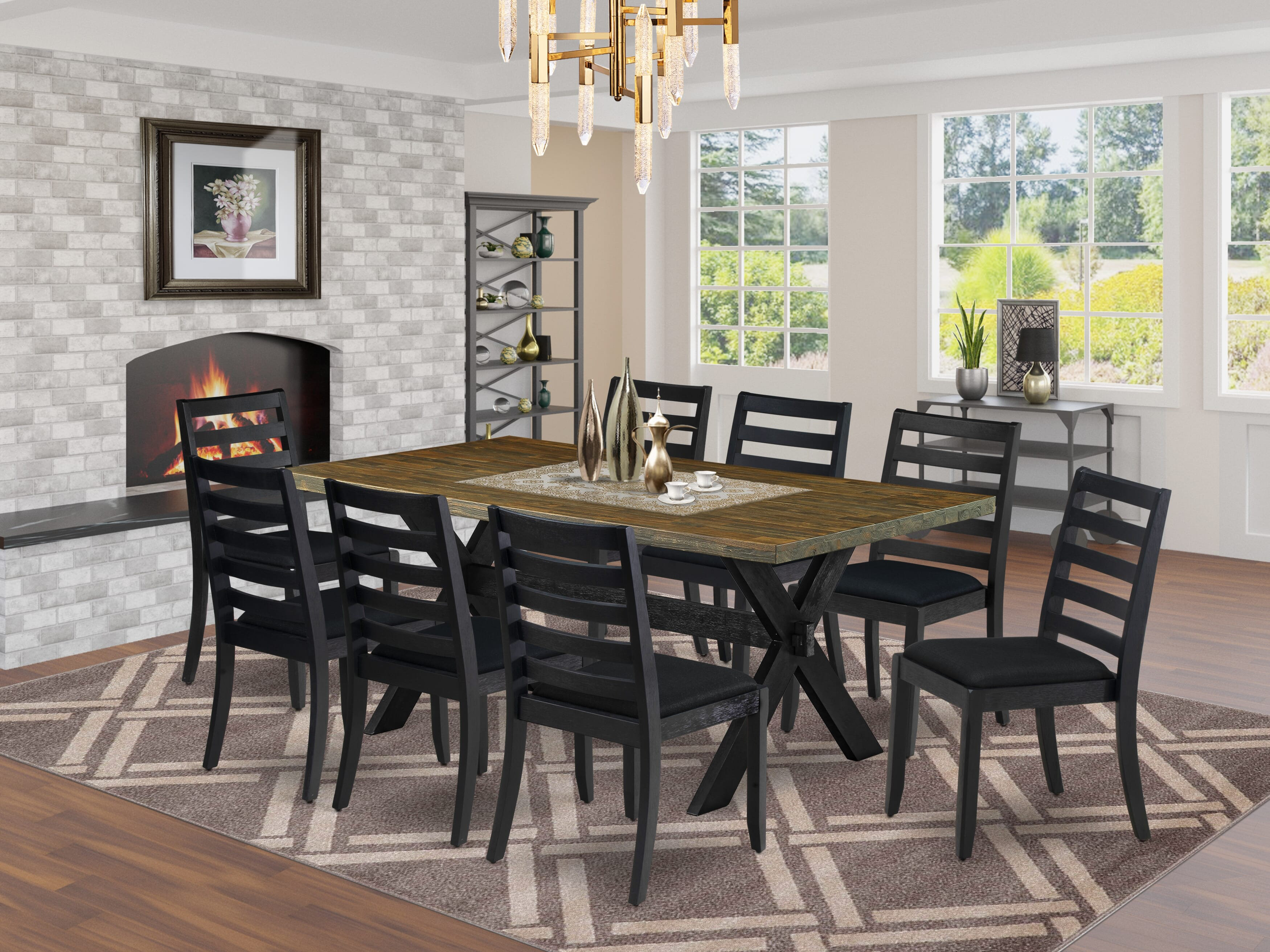 Red Barrel Studio® 9-piece dining table set consists of a breakfast ...