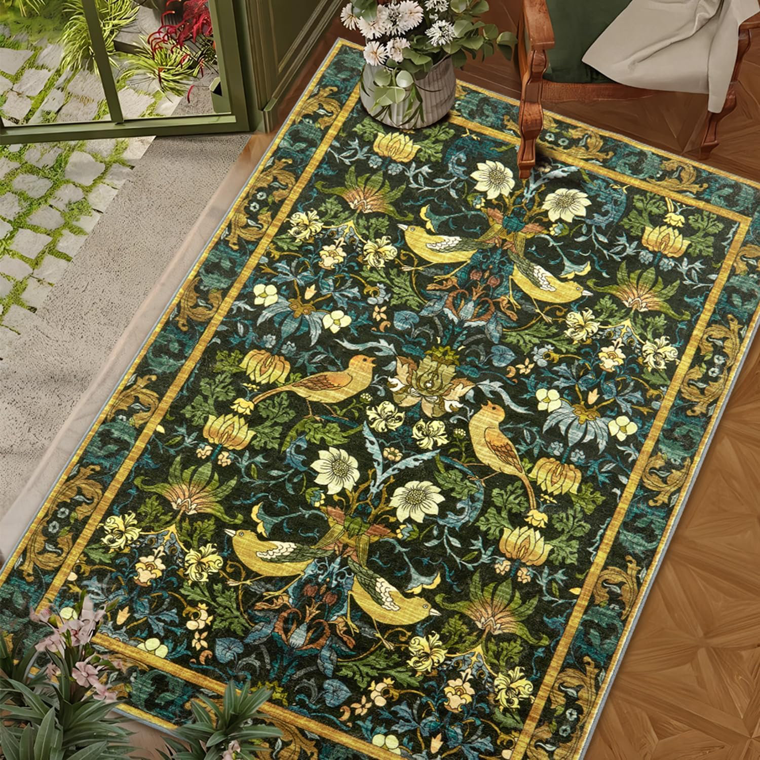 WRIWON Boho Soft Low Pile Washable Area Rug, For Front Door Entrance ...