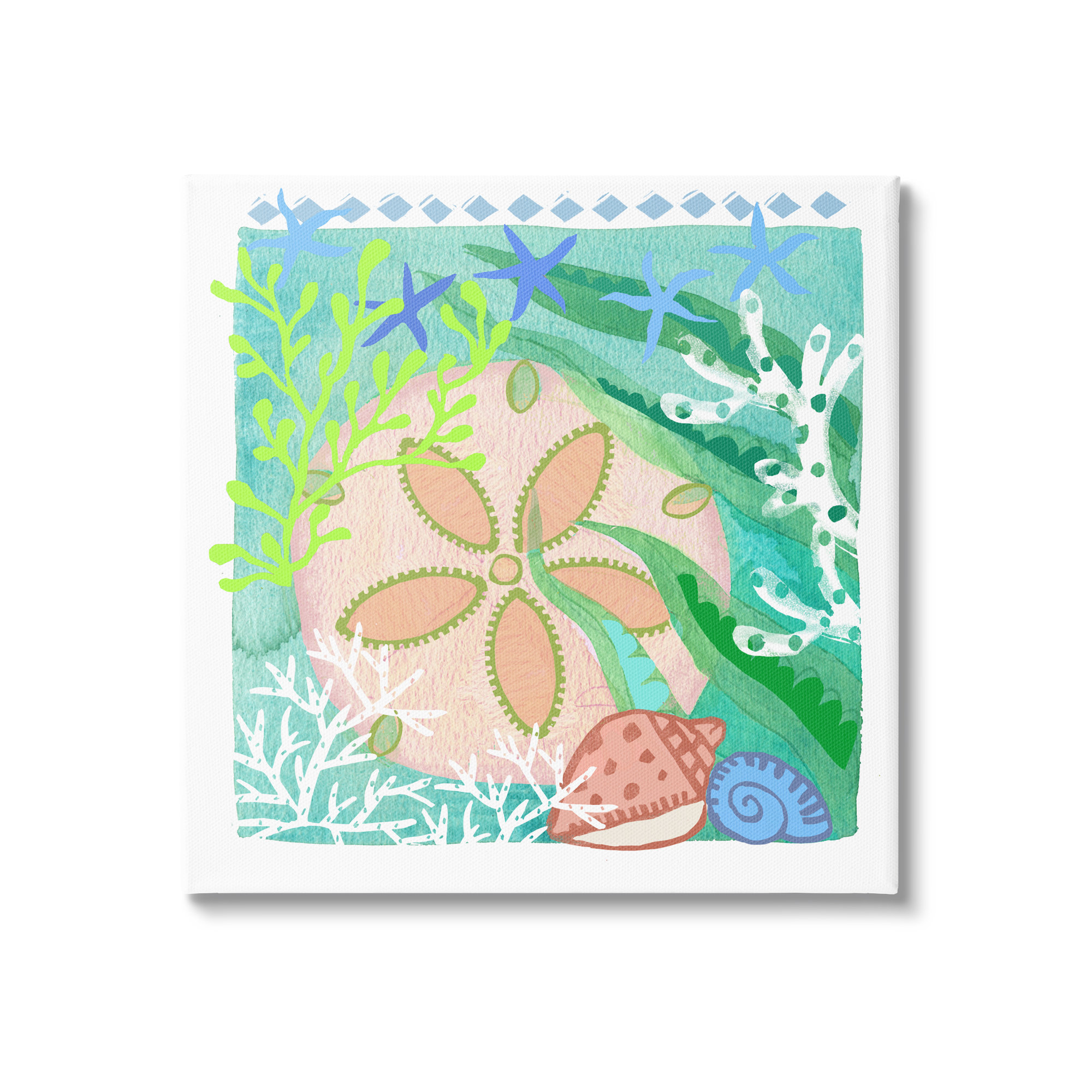 Stupell Industries Ocean Sand Dollar Collage Seashells Coral Pattern ...