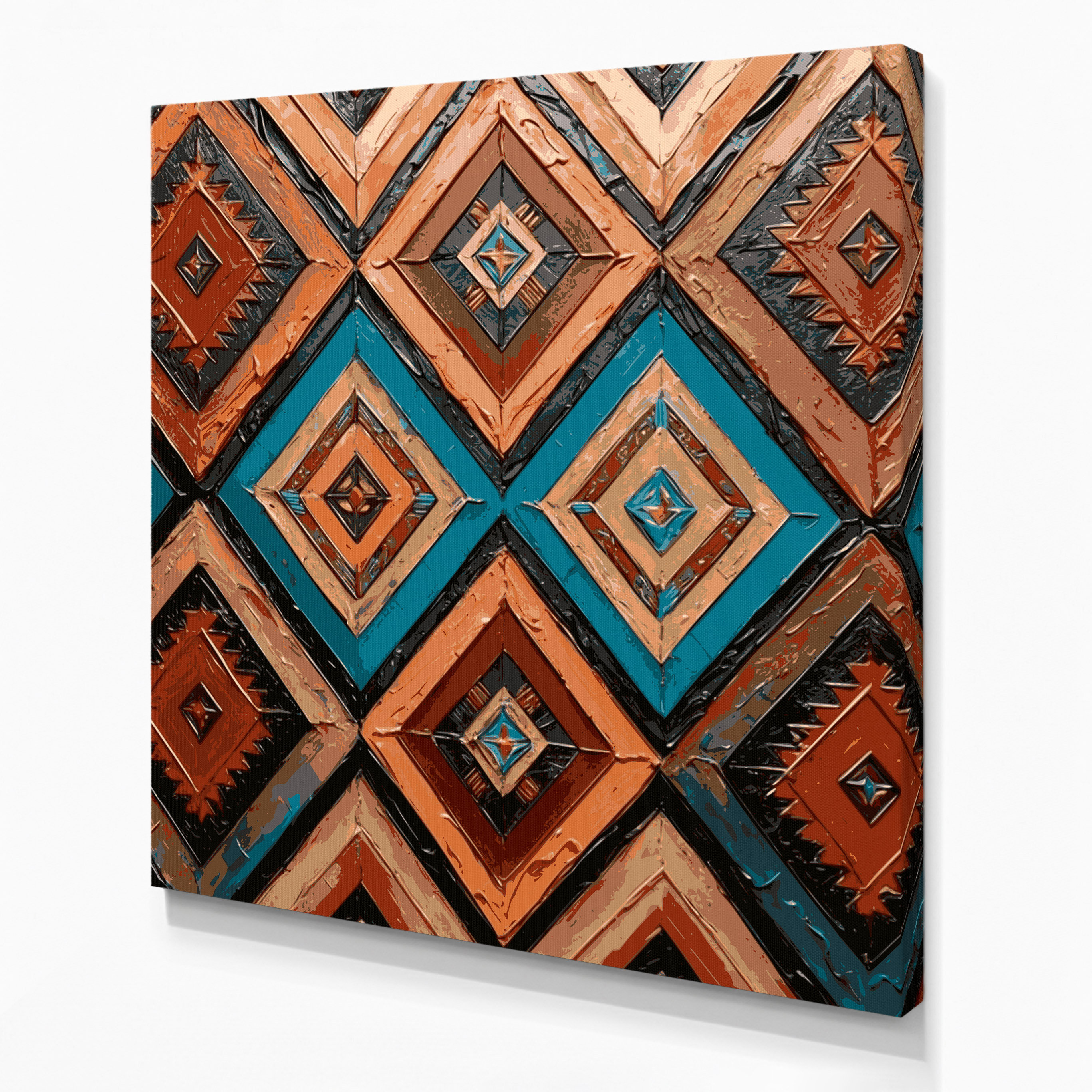 Dakota Fields Southwestern Patterns Zuni Diamonds 238 Brown Canvas Wall ...