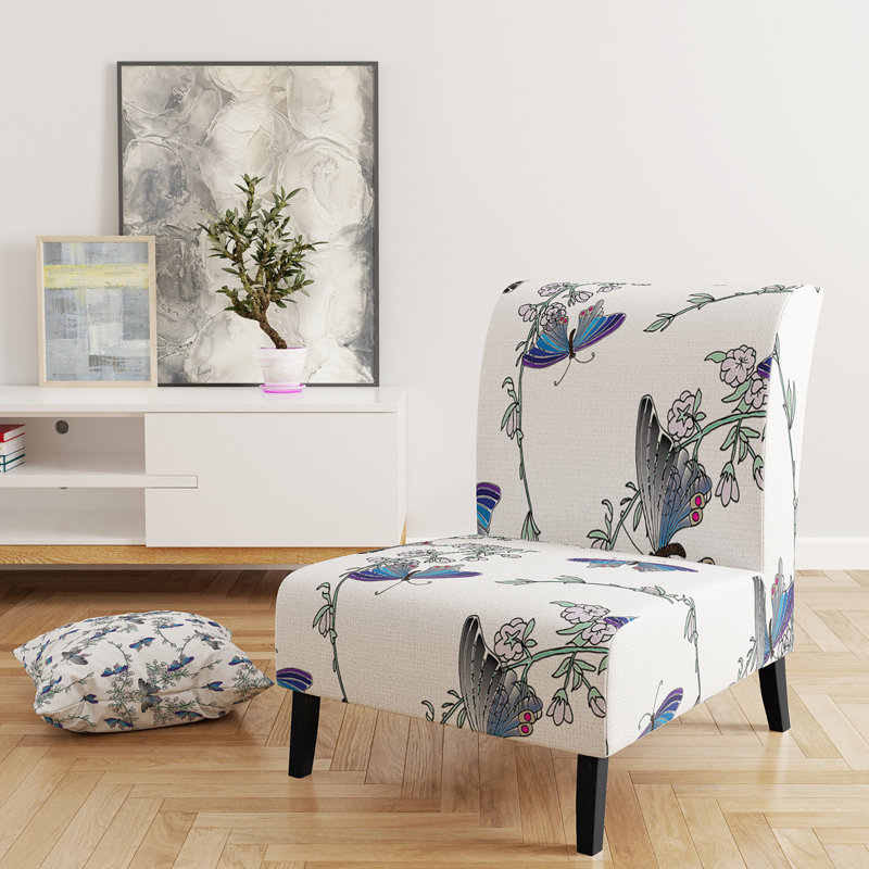 Red Barrel Studio® Multicolor Butterflies Doodle Art - Upholstered ...