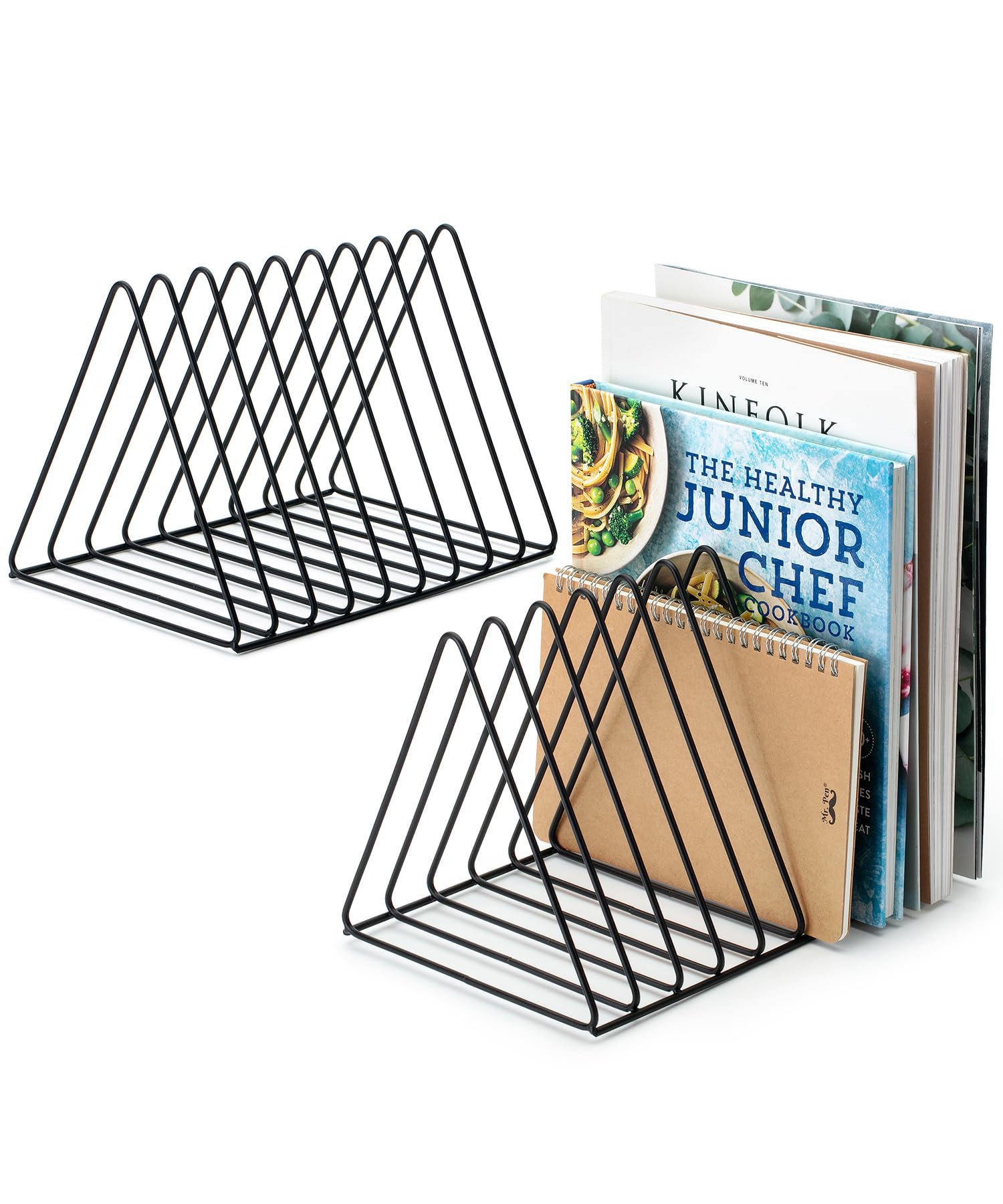 17 Stories Tabletop Triangular Wire Magazine Rack, 9 Slots, 2-Pack ...