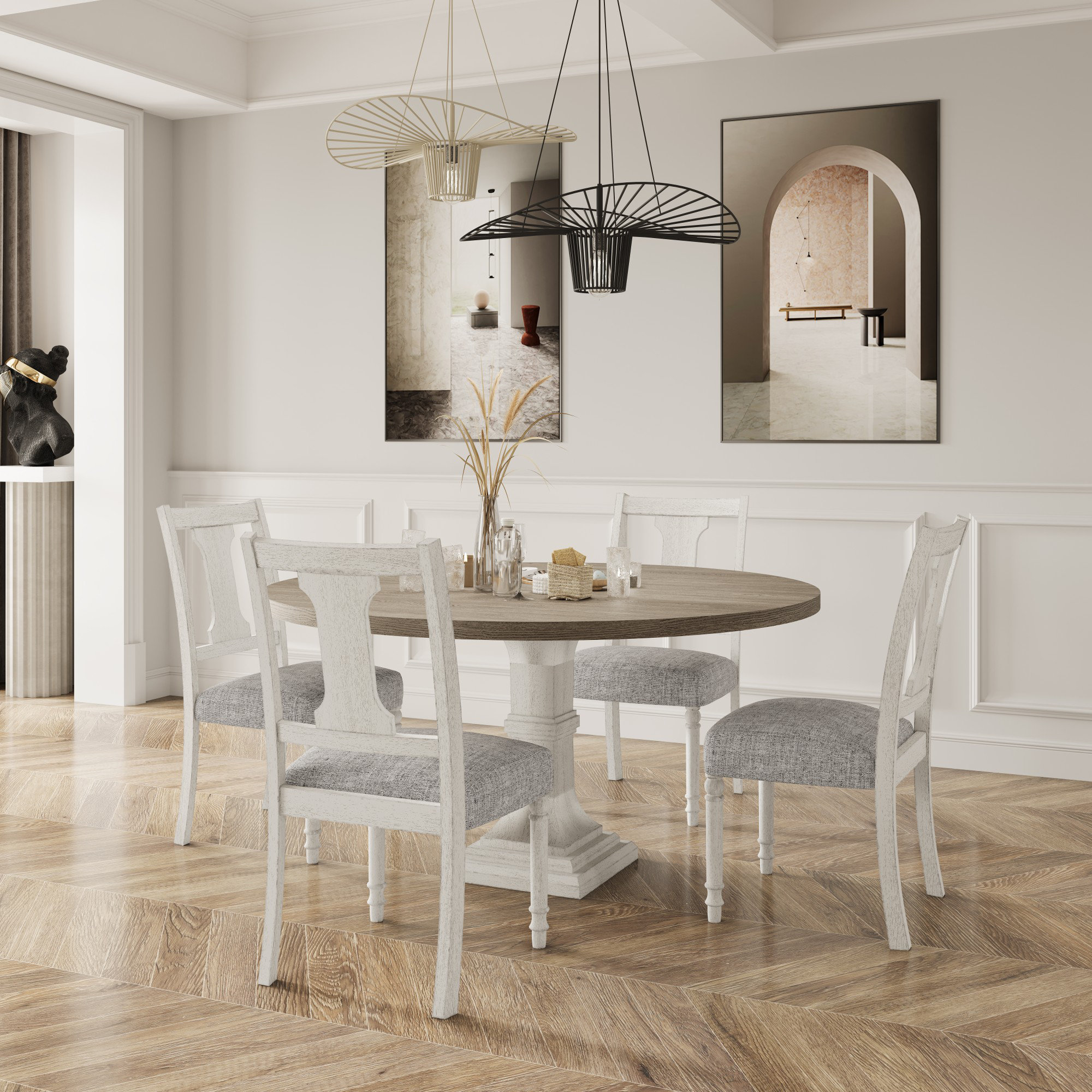 Darby Home Co 59"W Round 5-Pc Dining Table Set | Wayfair