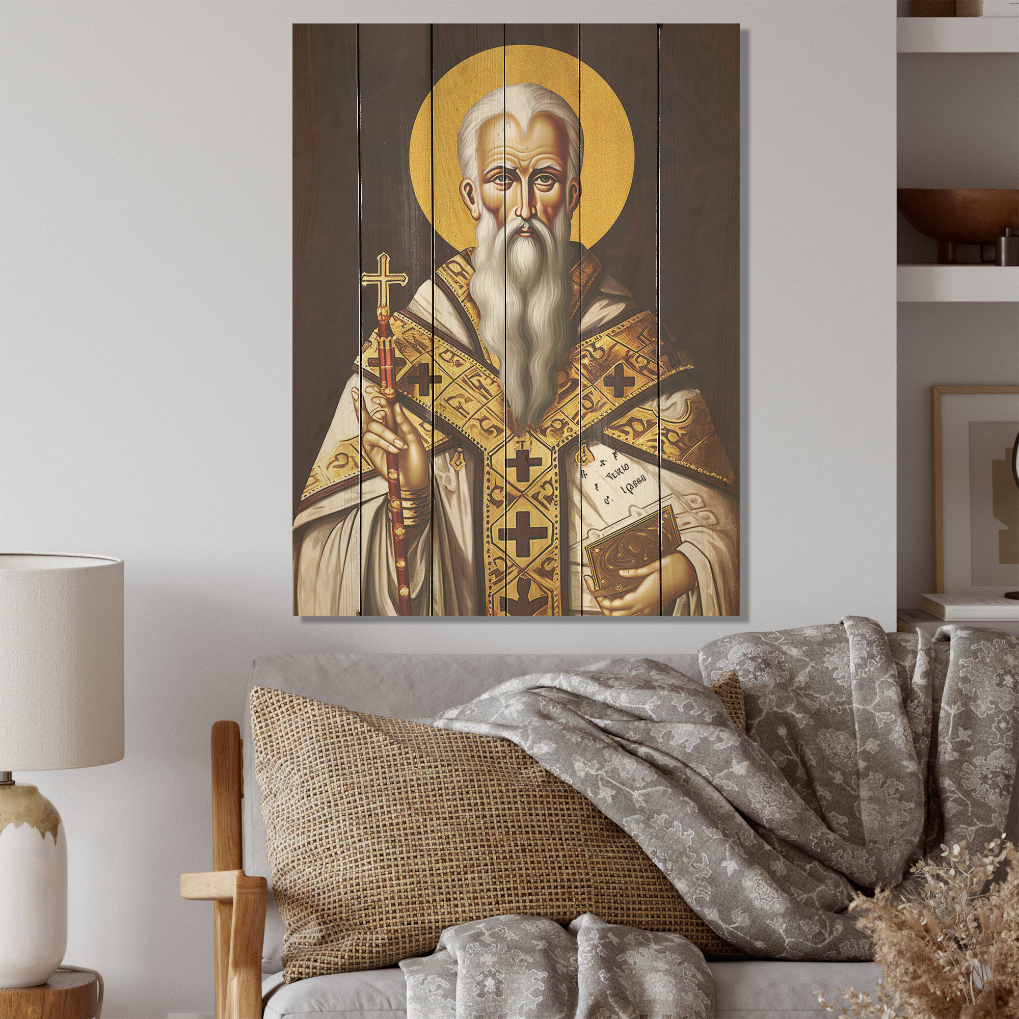 Fleur De Lis Living Gold Religious Priest - Religious Portrait Wood ...