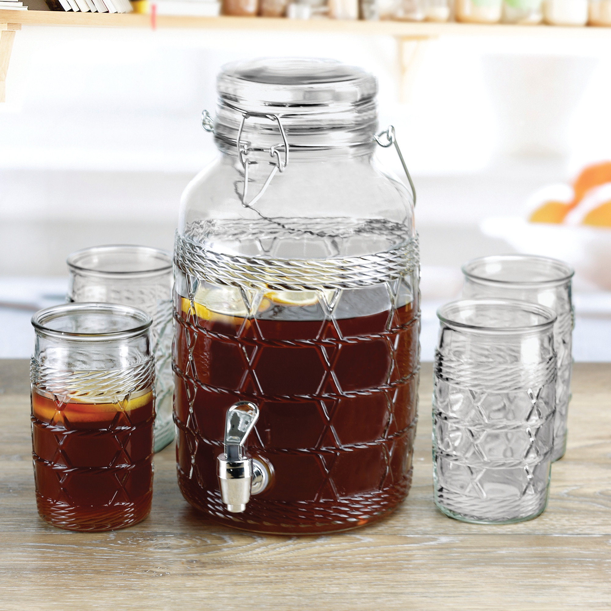 Gracie Oaks CIRCLEWARE 5-Piece Willow Creek Wicker Embossed ...