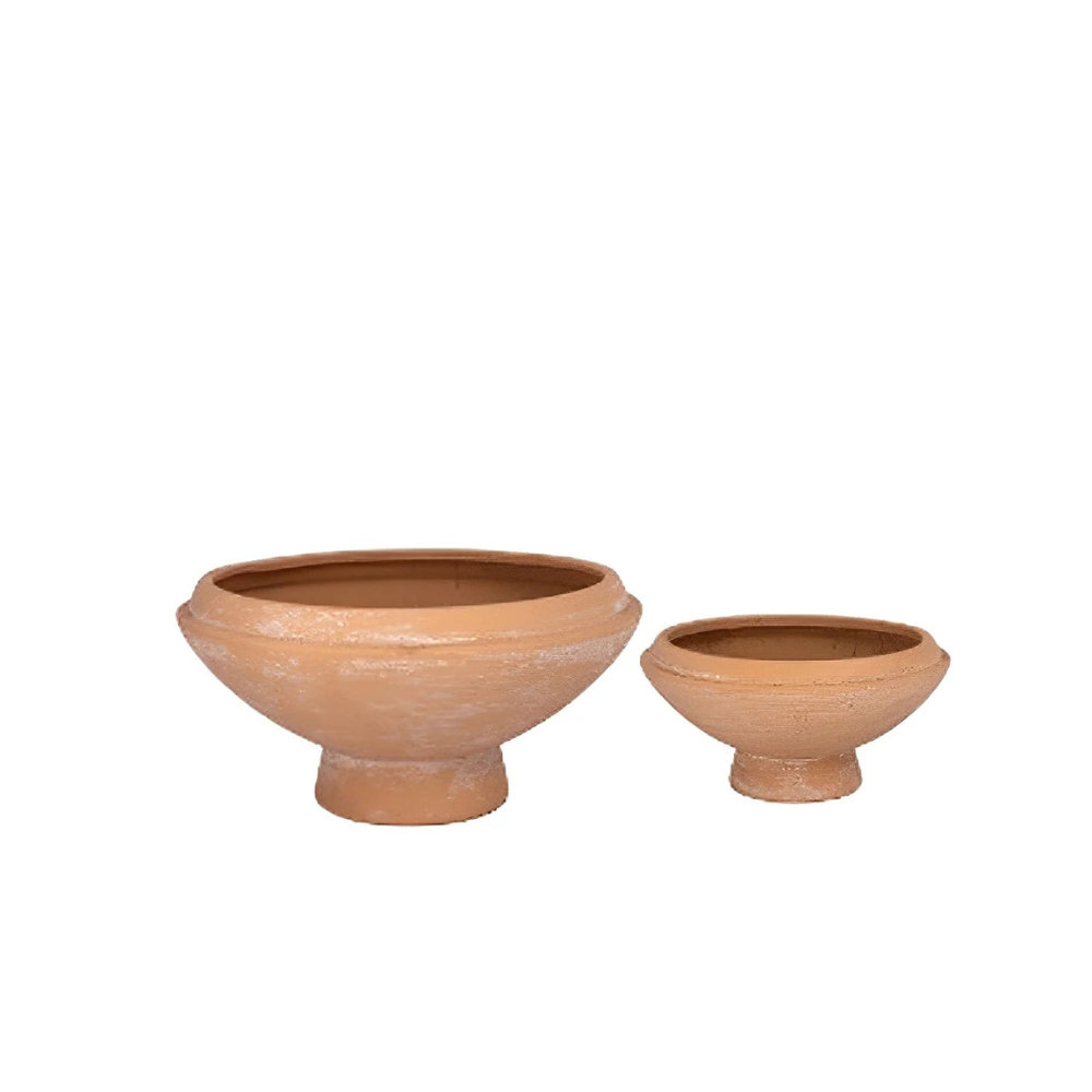 Ophelia & Co. Pottery Flower Round Pot Set Of Two Terracotta - Wayfair ...