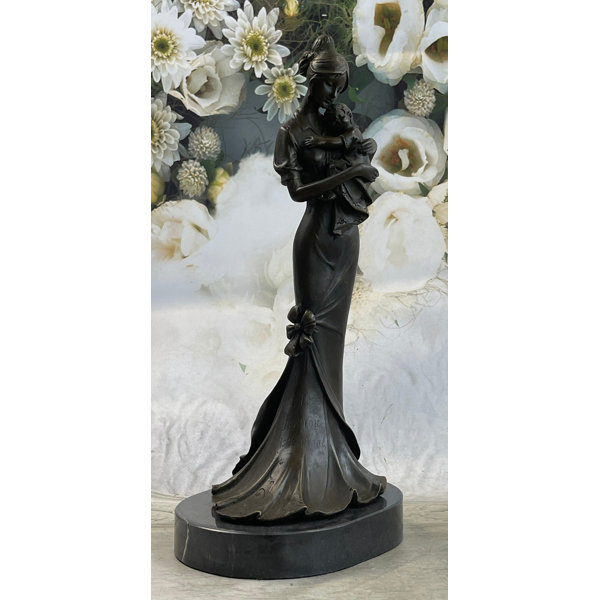 Red Barrel Studio® Woodbridge Mother Holding Baby Child Bronze Statue ...
