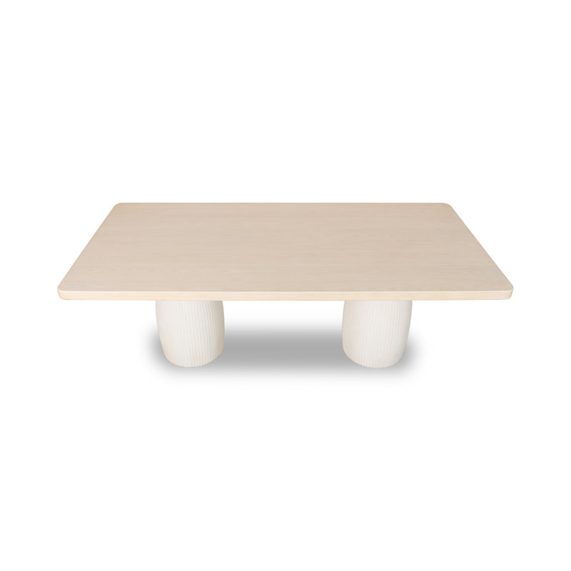 AllModern Keegan Plaster Base Wood Top Dining Table In White Sand And ...